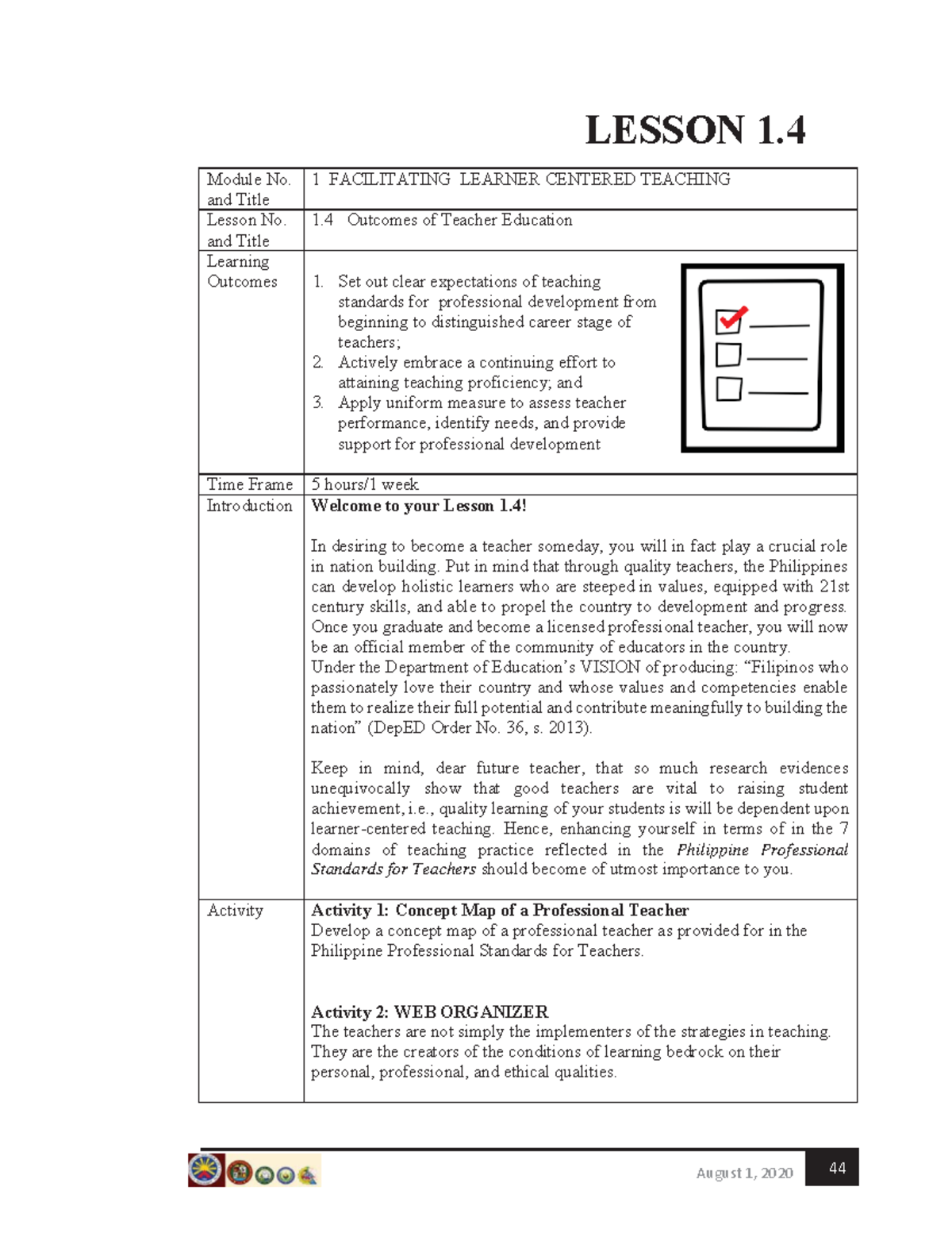 Module - 4 2021 Notes - LESSON 1. Module No. and Title 1 FACILITATING ...