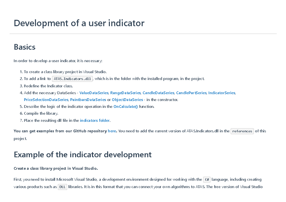 ATAS Development: Creating a Custom User Indicator Guide - Studocu