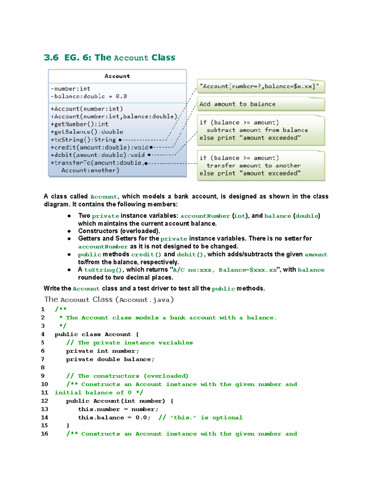 Java OOP 5 - Java OOP 5 - 3 EG. 6: The Account Class A class called ...