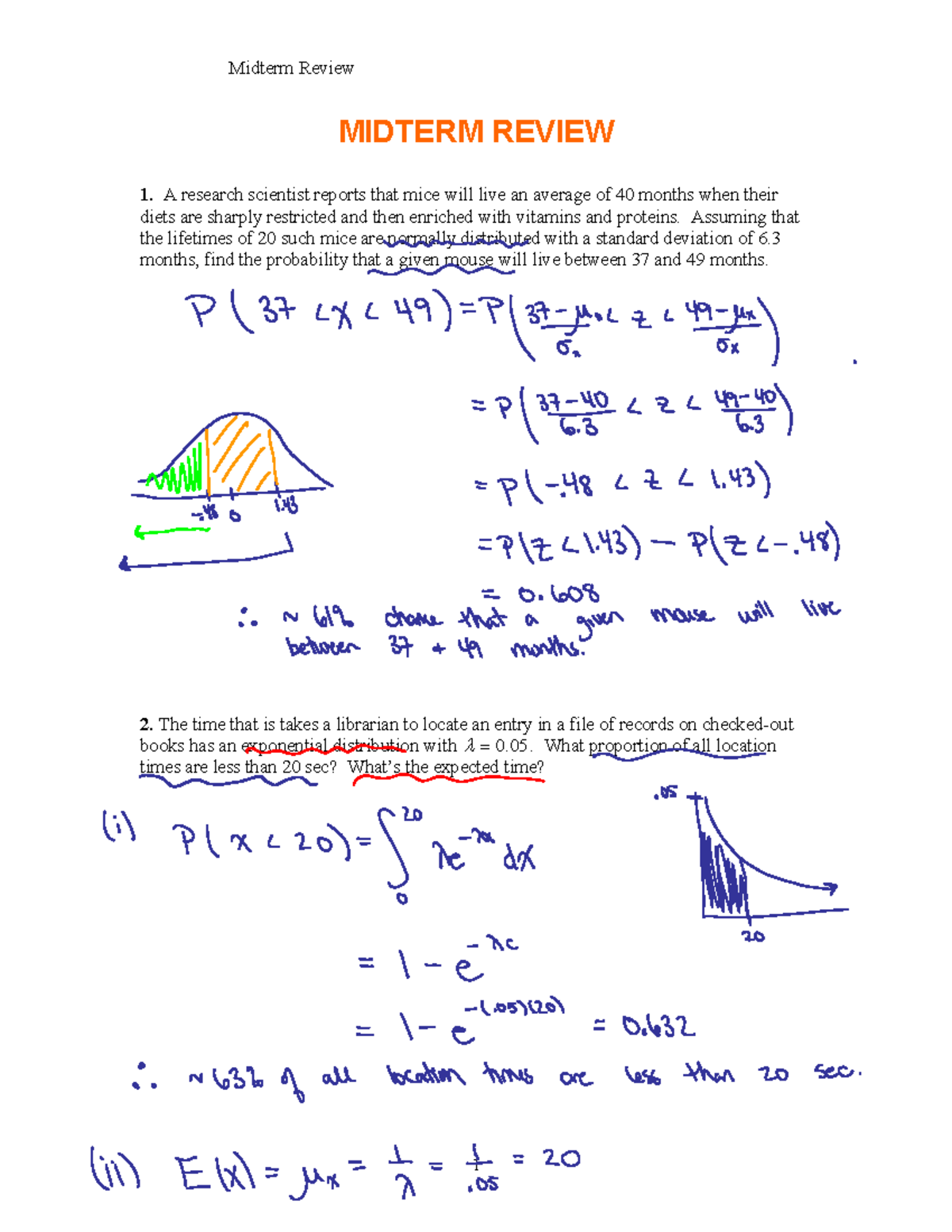 STAT2020 Midterm Review: Probability & Statistics Concepts - Studocu