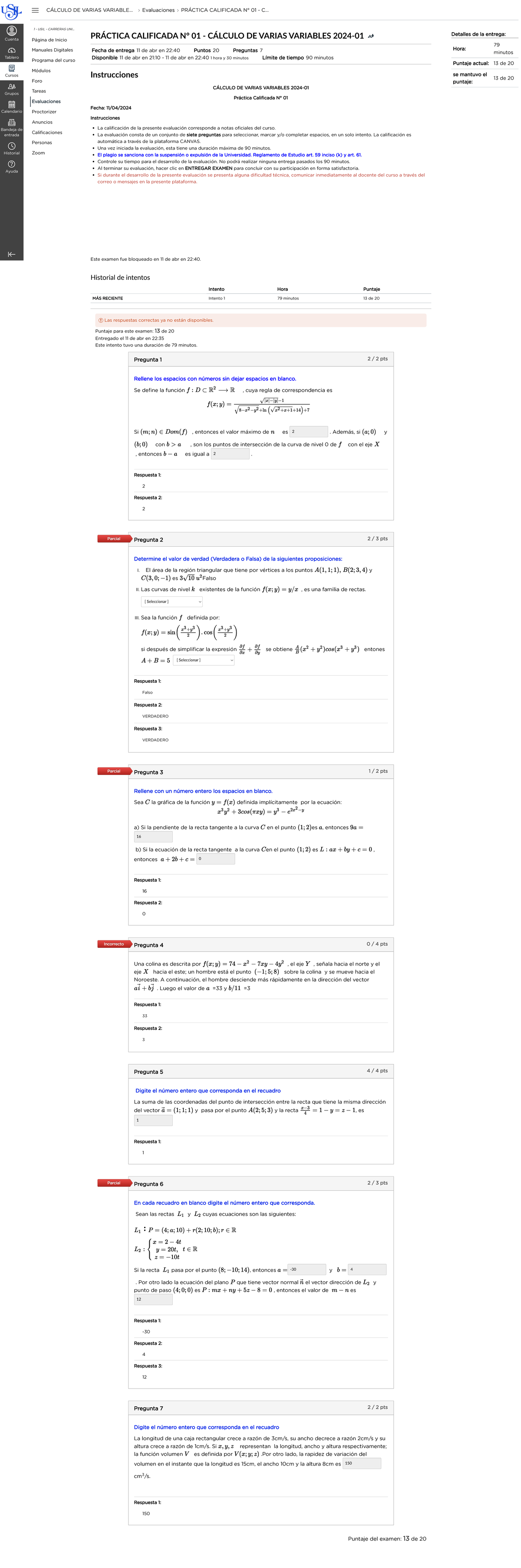 Práctica Calificada N° 01 - Cálculo de Varias Variables 2024-01 - Studocu