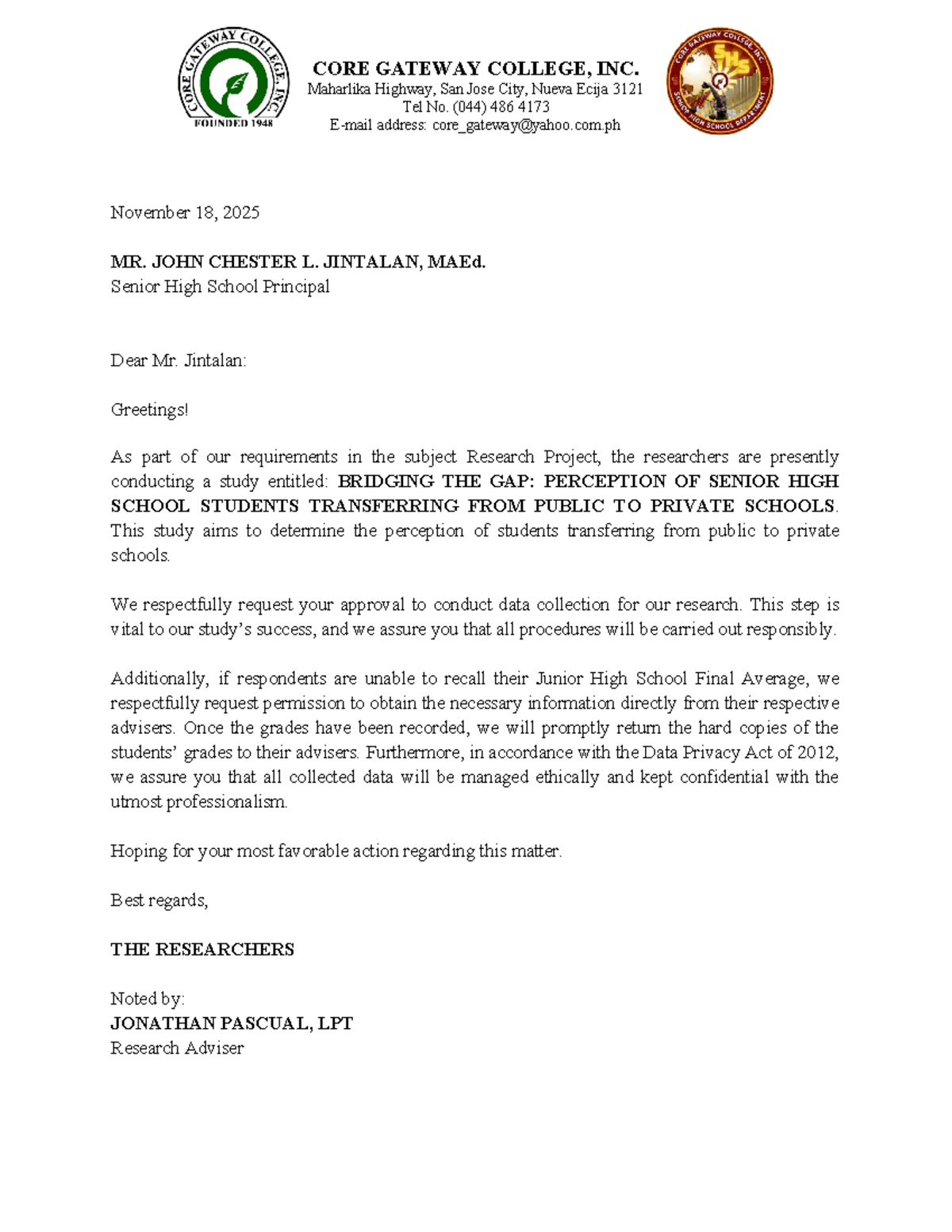 Research Project Proposal: Bridging the Gap in SHS Transfers - Studocu