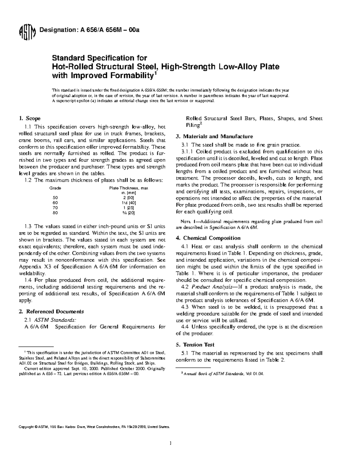 A656/A656M Standard Specification for Hot-Rolled Structural Steel - Studocu