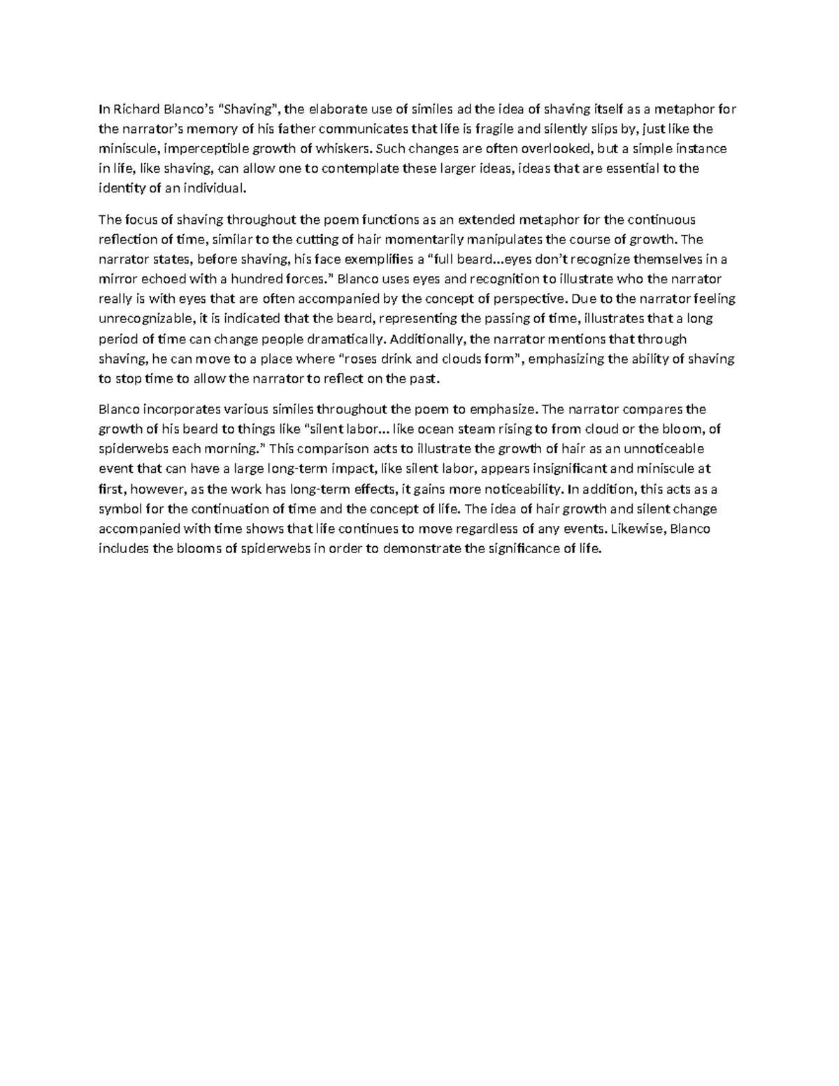 ENG 201: Analysis of Richard Blanco's "Shaving" - Metaphor & Reflection ...