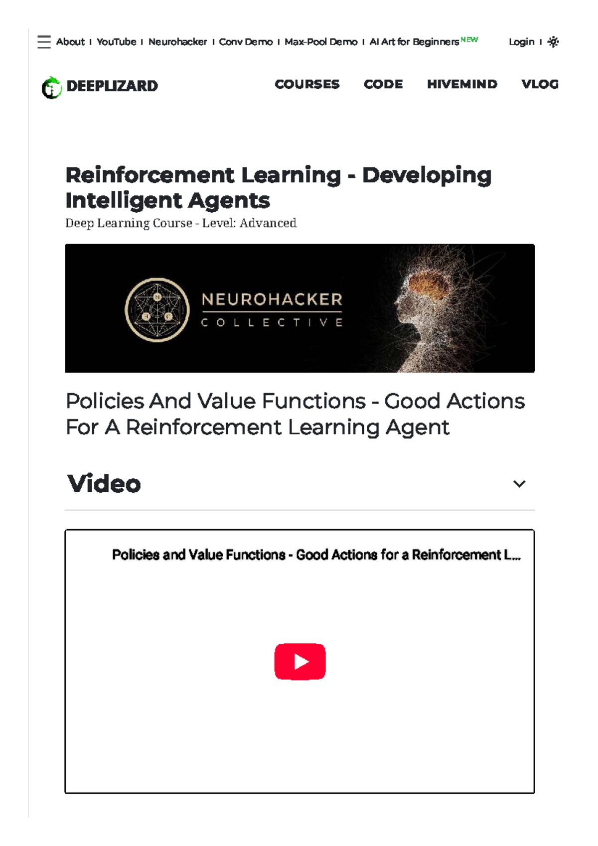 Policies and Value Functions: Good Actions for RL Agents - DEEPLIZARD ...