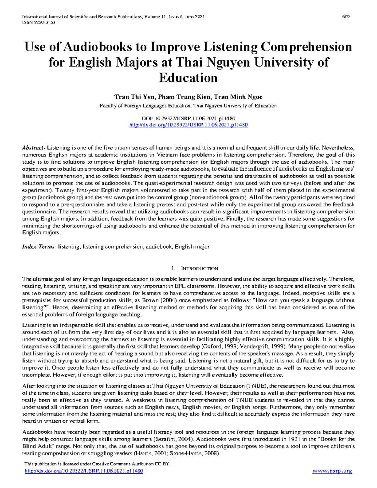 Use of Audiobooks to Enhance Listening Comprehension for English Majors ...