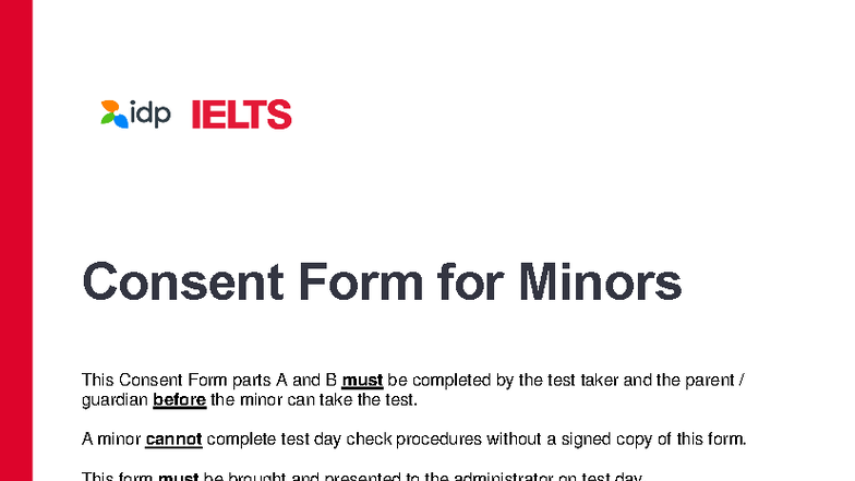 Child Protection Consent Form - Page 1 of 2 IELTS is jointly owned by ...