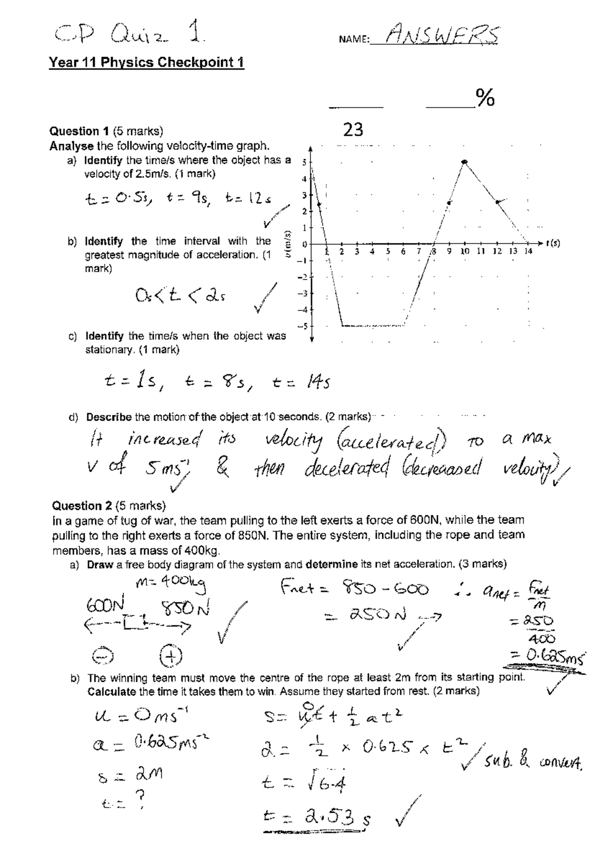 CP Quiz 1 (Motion & Nuclear) - Year 11 Physics Answers - Studocu