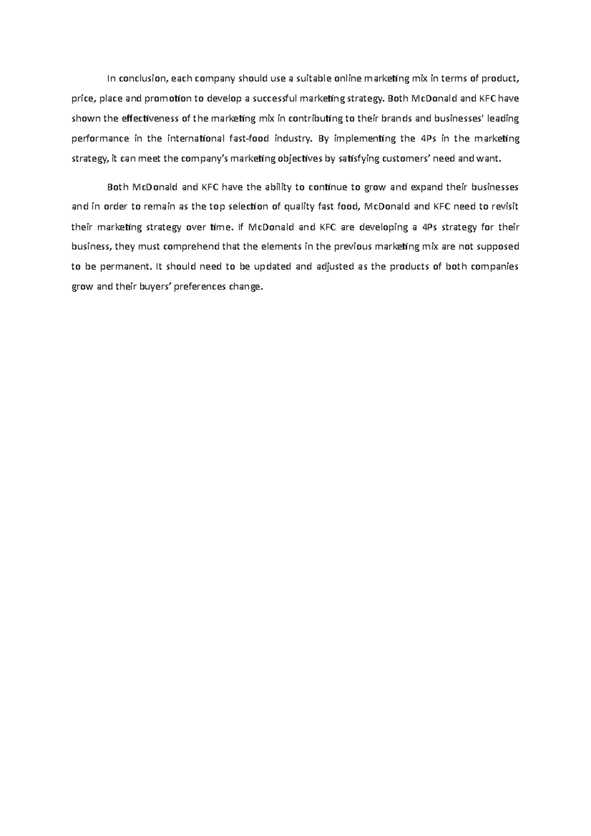 Marketing Mix Analysis Conclusion for Effective Strategy - Studocu