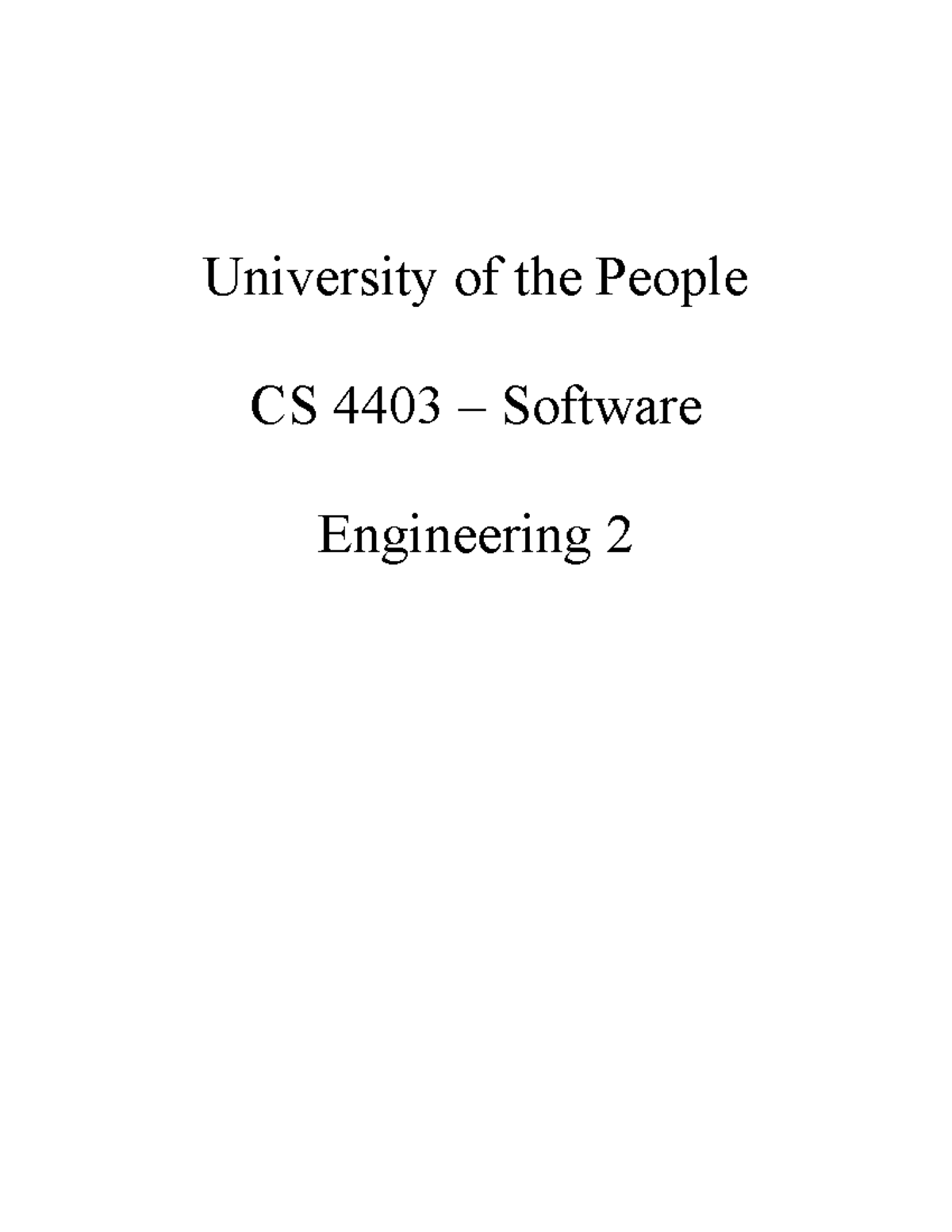 CS 4403 Software Engineering 2: Course Registration System Analysis - Studocu