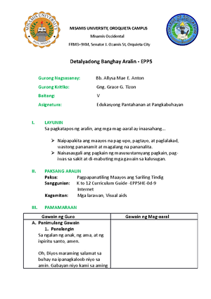 SHS CNF COT - lesson plan - Republic of the Philippines Department of Education REGION X ...