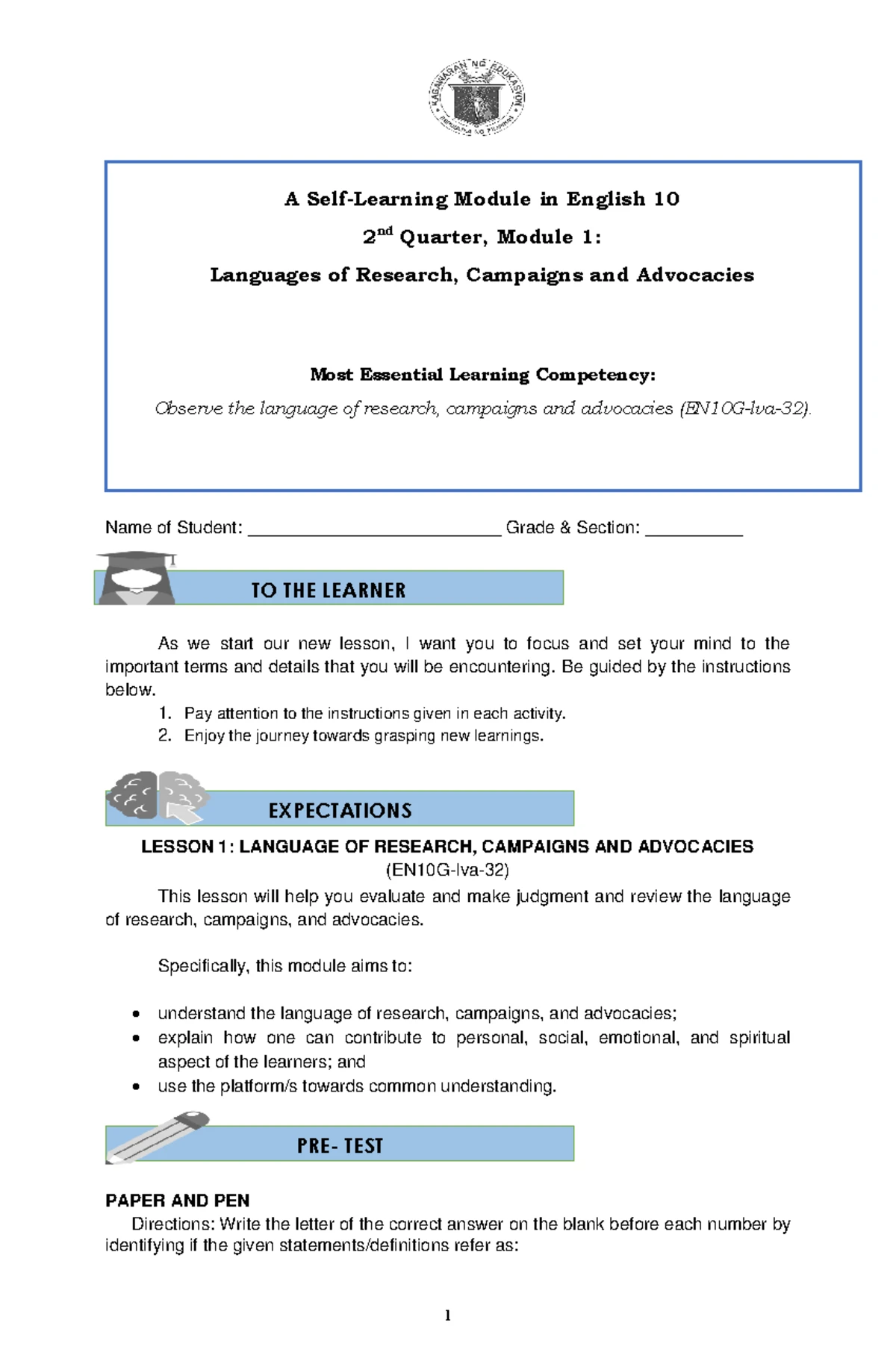 English 10 Q2 Mod3 Formulating AStatment Of Opinion Or Assertion V4 ...