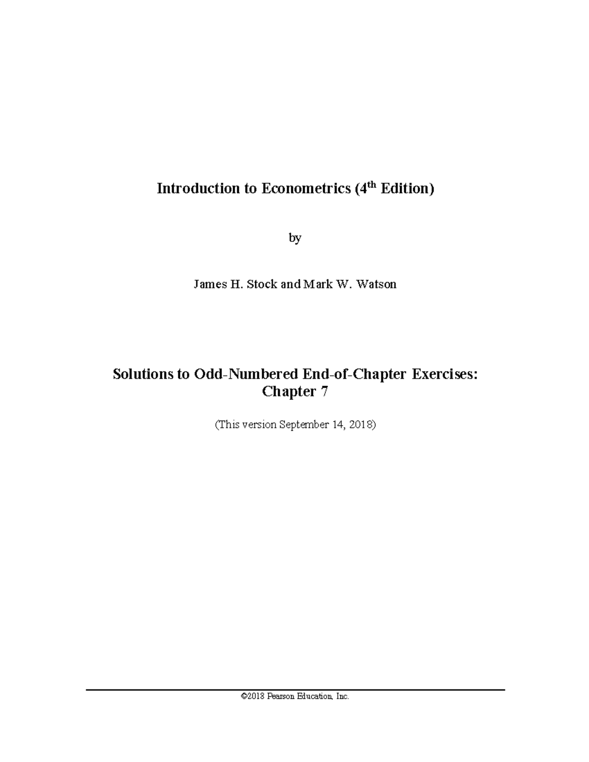 ECON Ch7 ans Odd - solution manual - Introduction to Econometrics ( th ...