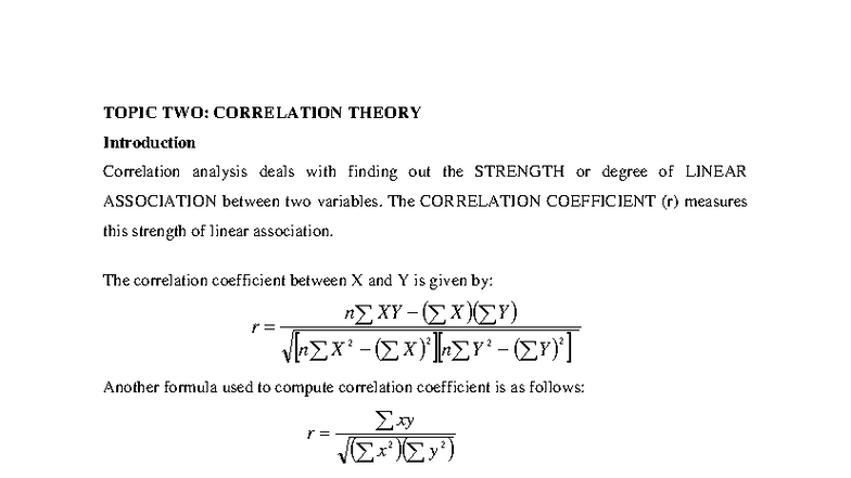 Topic Two: Correlation Theory (251004) - Analysis & Interpretation ...