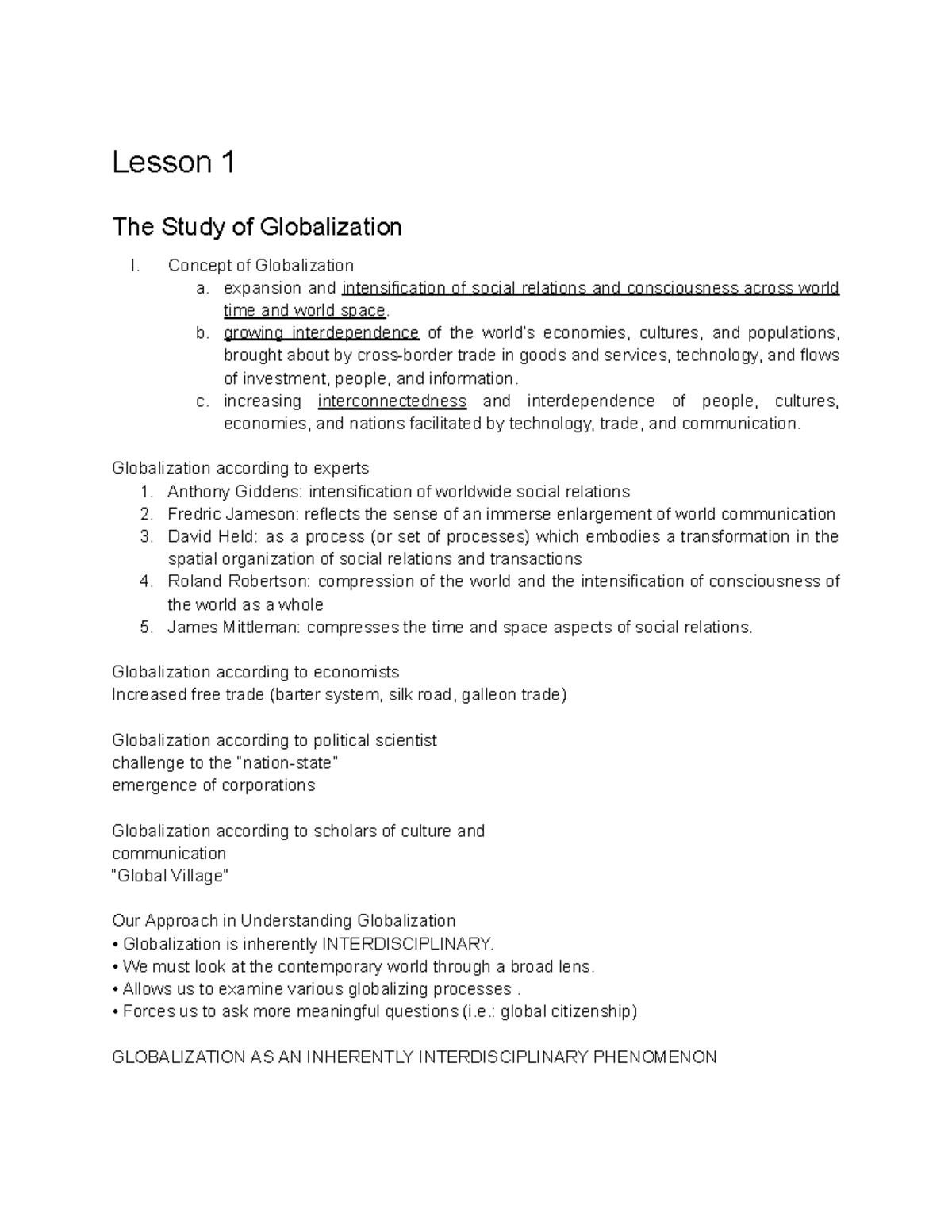Contemporary World - a reviewer through chapter 1-4 - Lesson 1 The ...