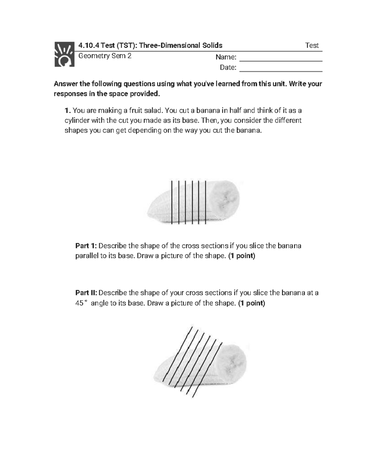 3D Solids Geometry Test (TST) - Semester 2 Exam Questions and Answers ...