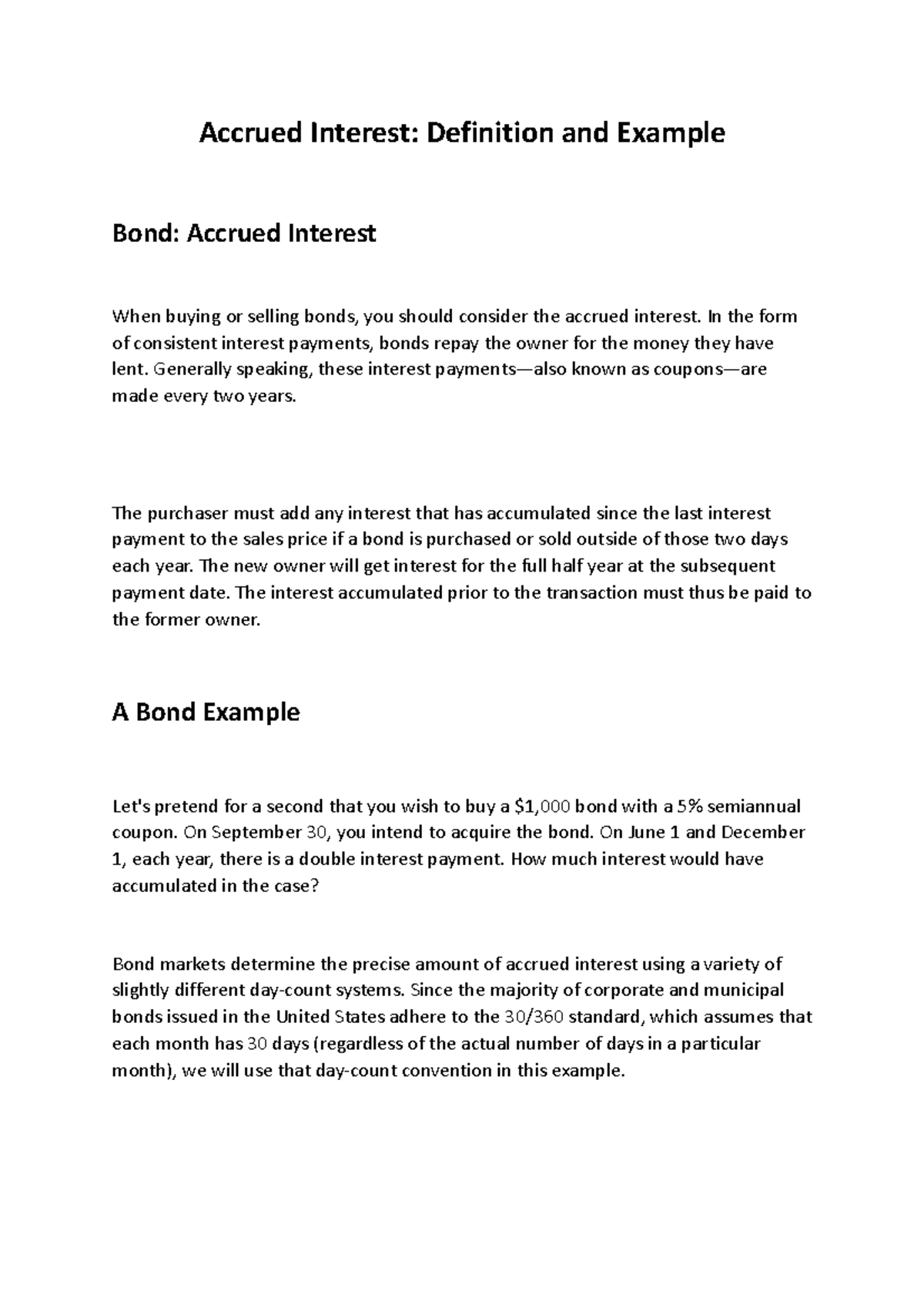 Understanding Accrued Interest: Bonds and Examples Explained - Studocu