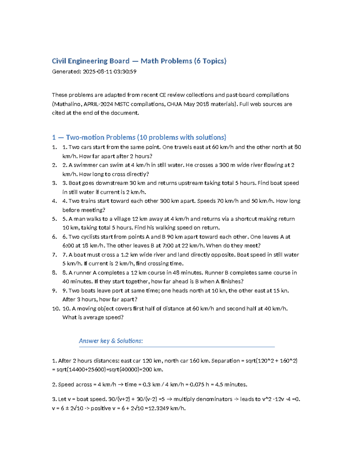 CE Board Math Problems: 6 Key Topics with Solutions - Studocu