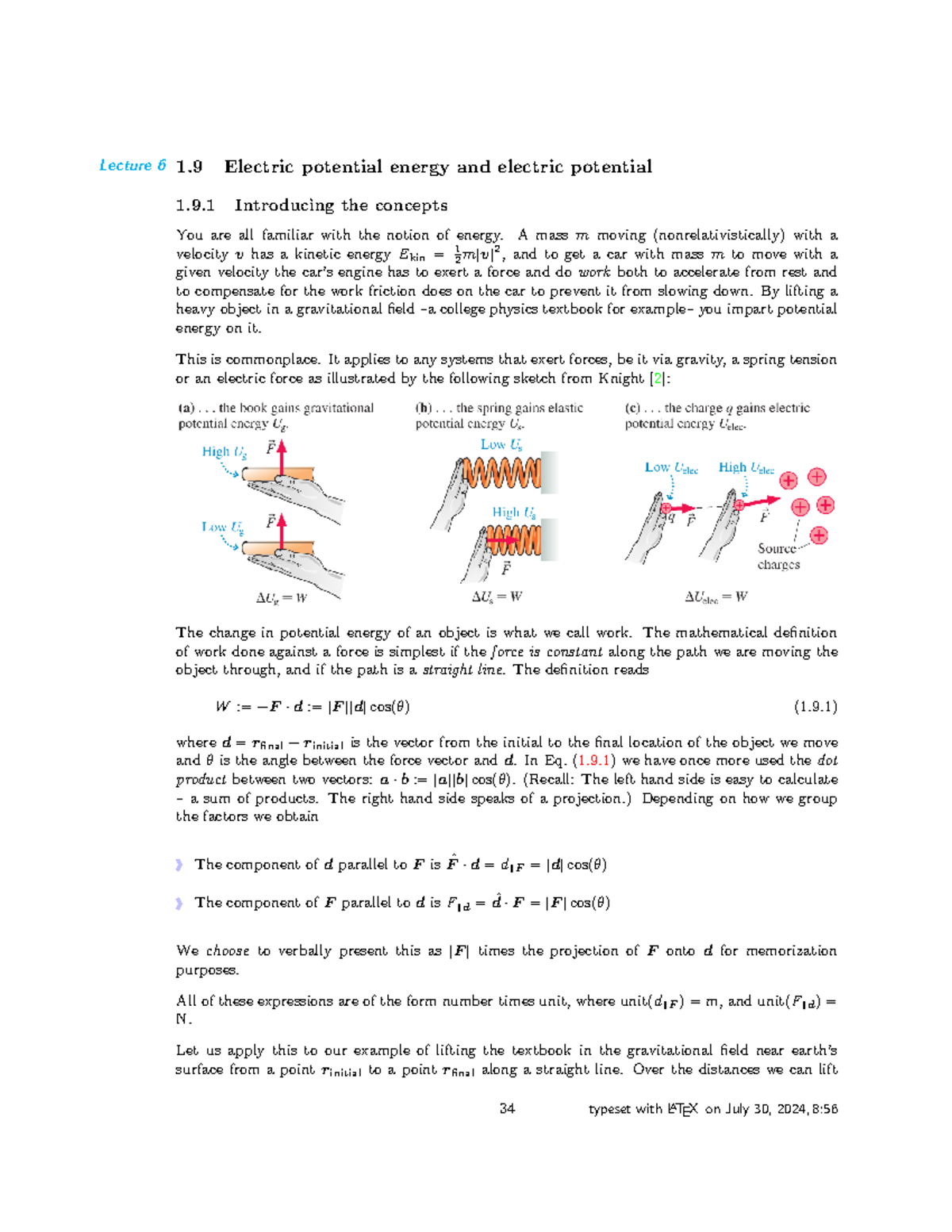 EM Lecture Notes L6 and L7: Understanding Electric Potential Energy ...