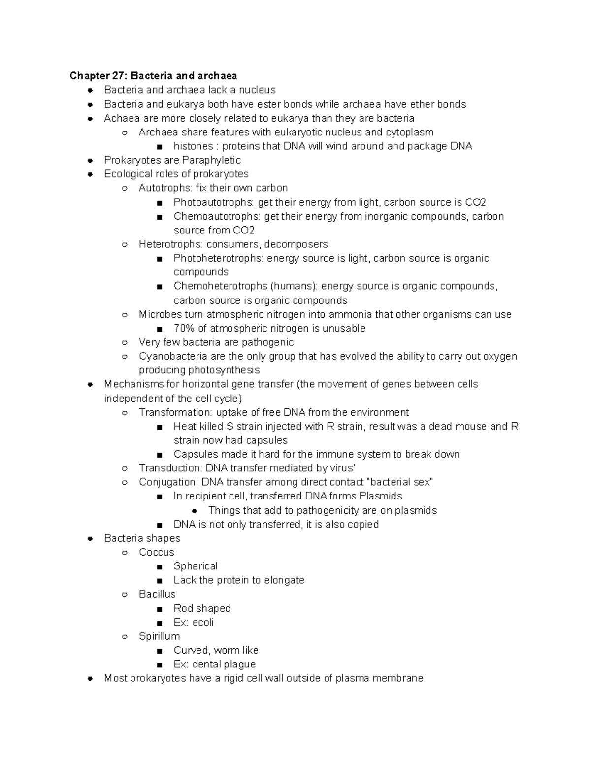 Exam 2 study guide - Chapter 27: Bacteria and archaea Bacteria and ...