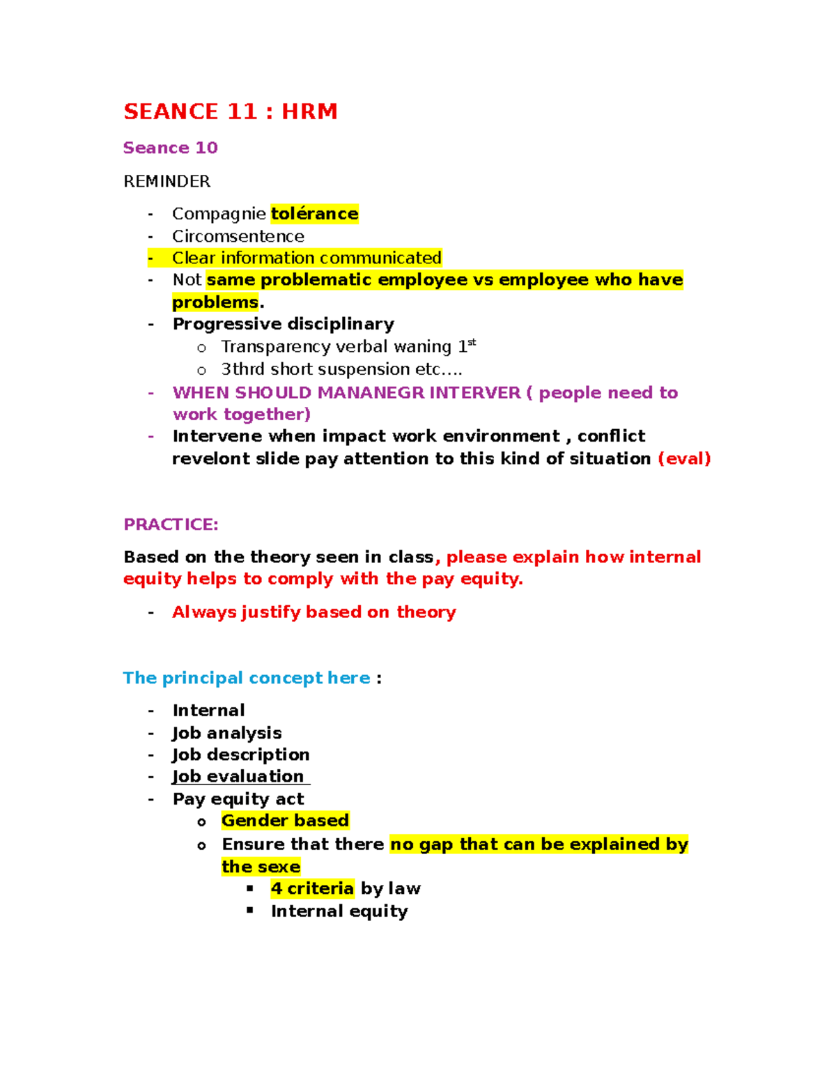 Seance 11: HRM Course Notes on Health & Safety Legislation - Studocu