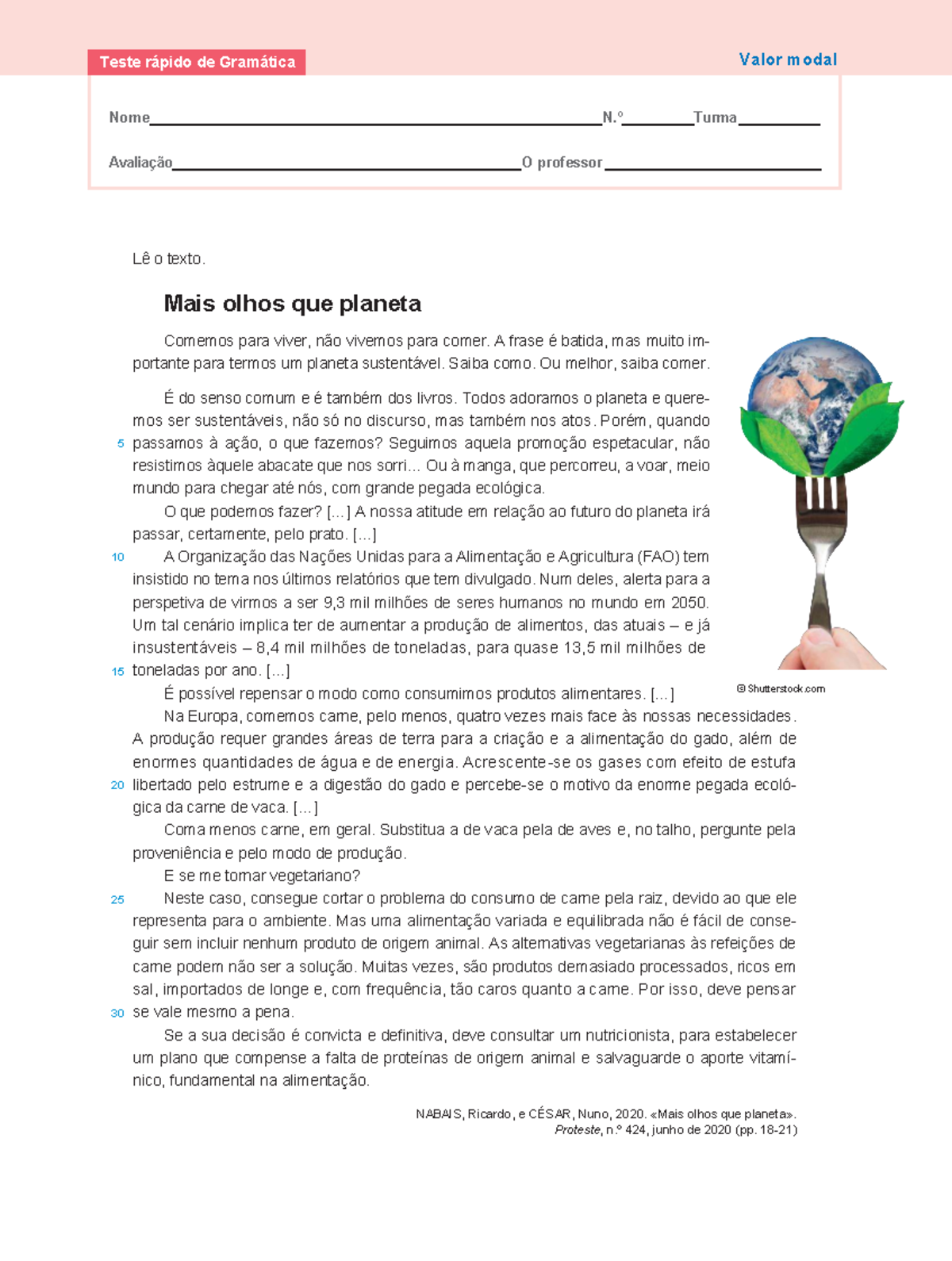 Valor Modal: Teste Rápido de Gramática e Consumo Sustentável - Studocu