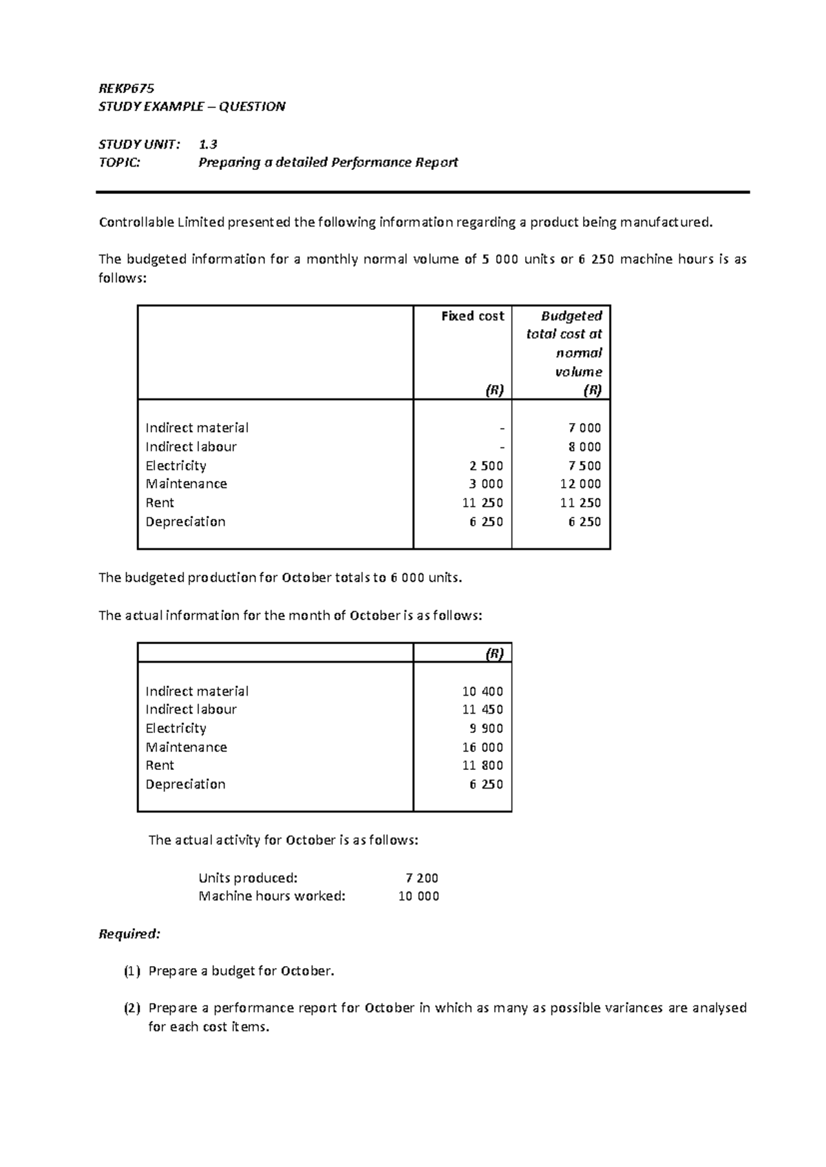Performance Report Analysis: Study Example SU3 02 Overview - Studocu