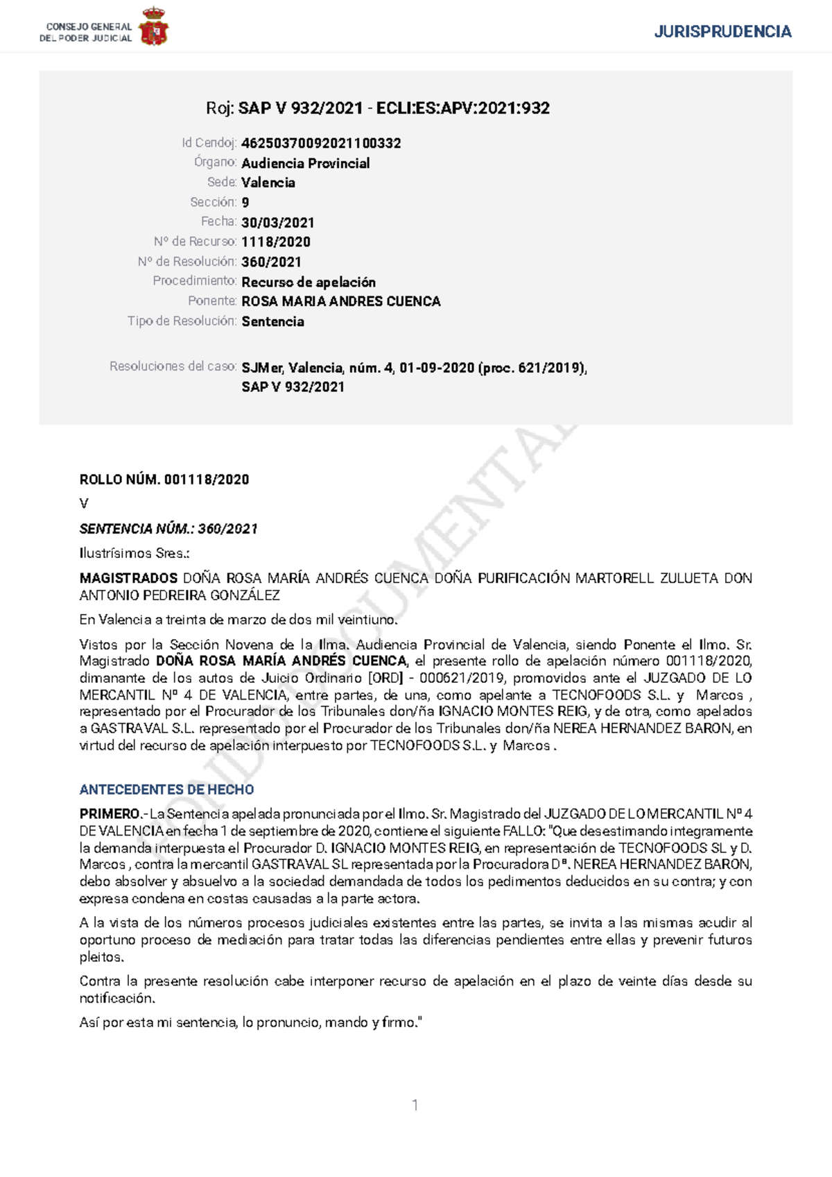 SAP V 932 2021 - Grupo 1 - Roj: SAP V 932/2021 - ECLI:ES:APV:2021: Id ...