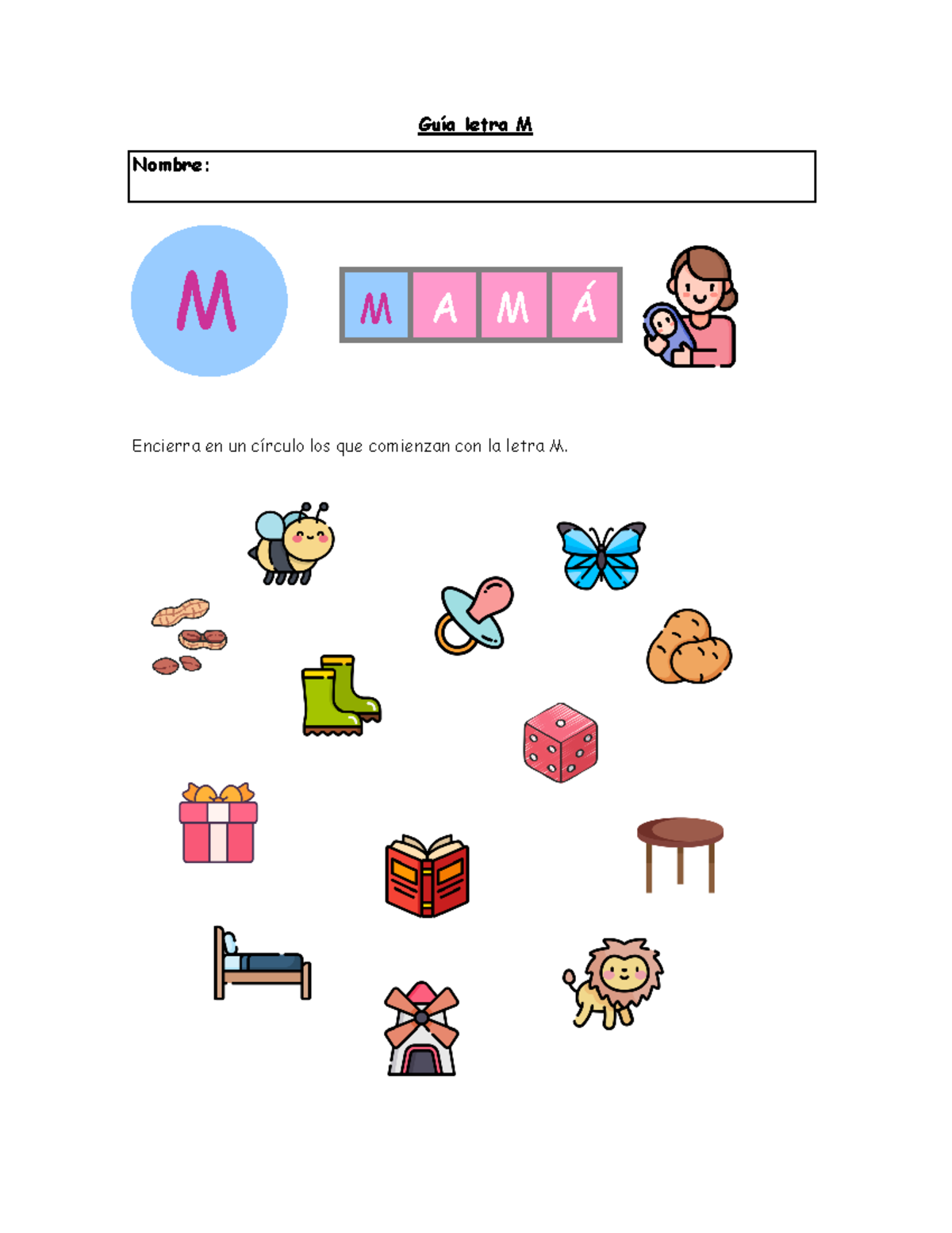 Guía 2 letra M - guia m kinder - Educacion - Guía letra M Nombre ...