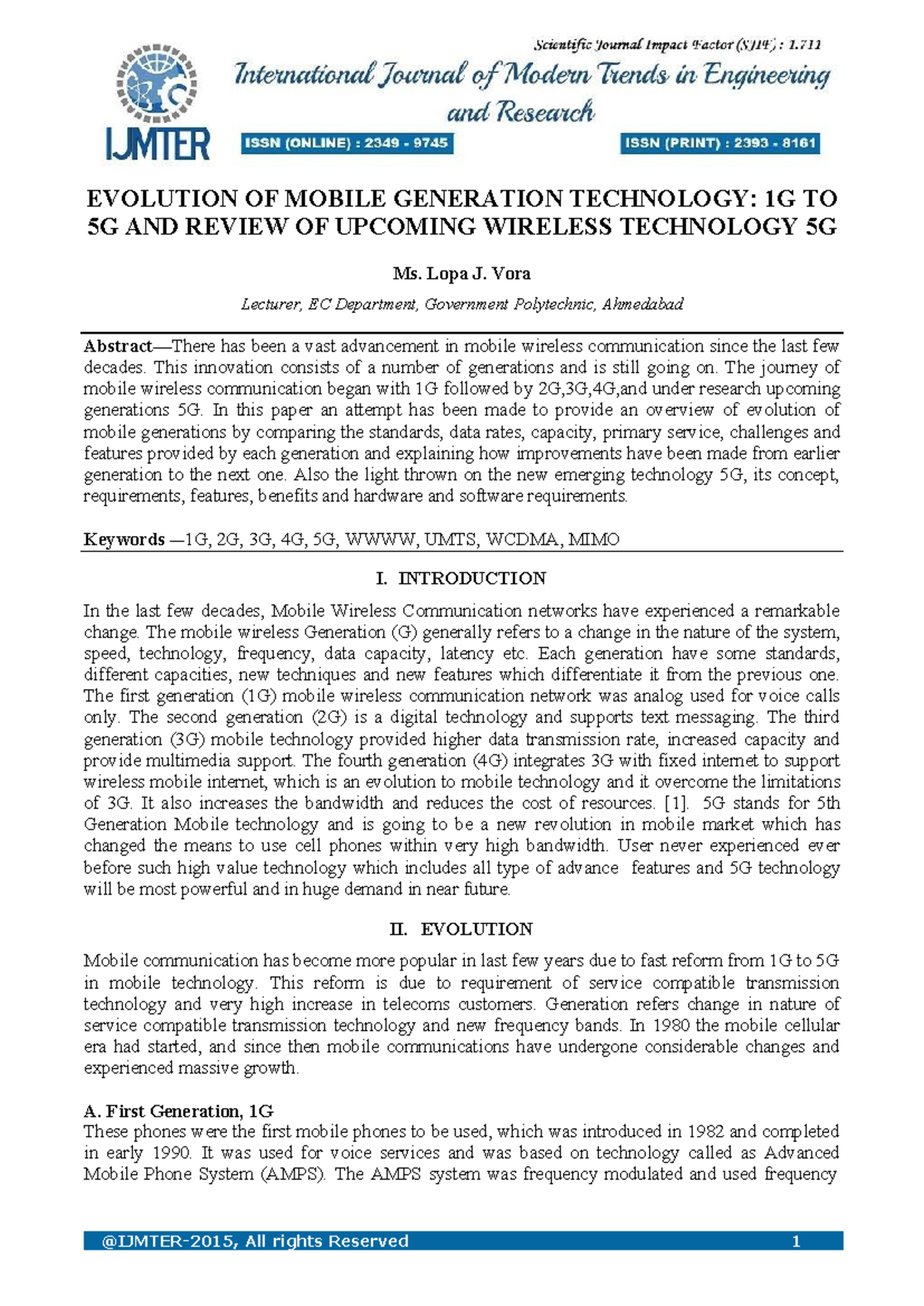 Evolution of mobile generation technology 1g to 5g and review of 5g ...