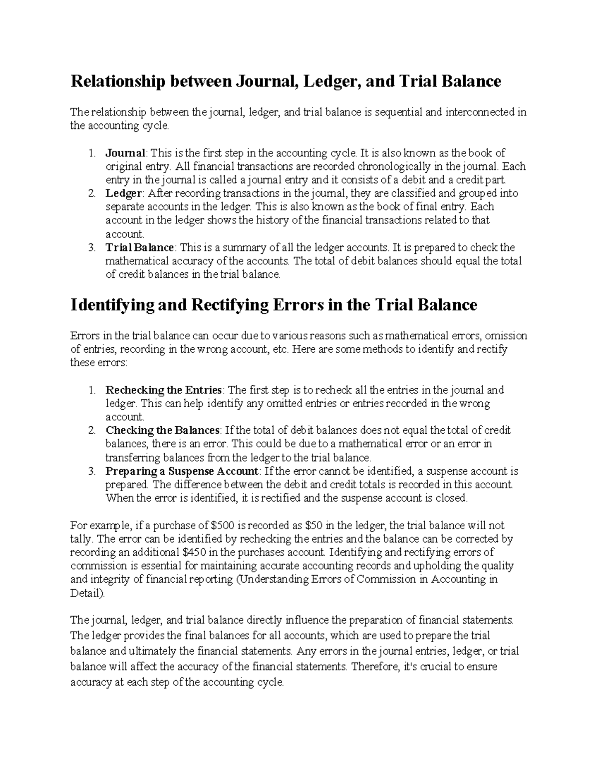 Discussion Assignment Unit 2: Accounting Cycle & Error Rectification ...