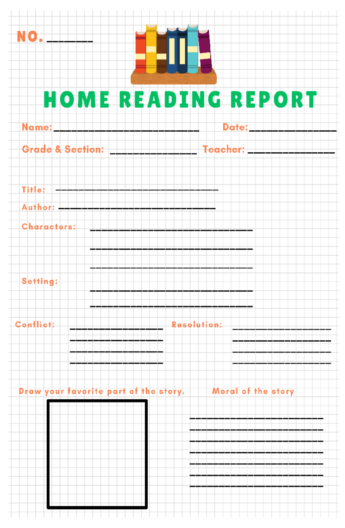 Home Reading Report Template - English - NO. FOR HOME READING REPORT ...