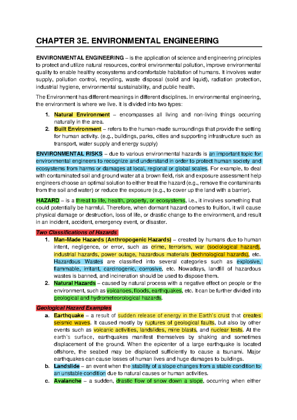 Chapter 3E: Overview of Environmental Engineering Principles - Studocu
