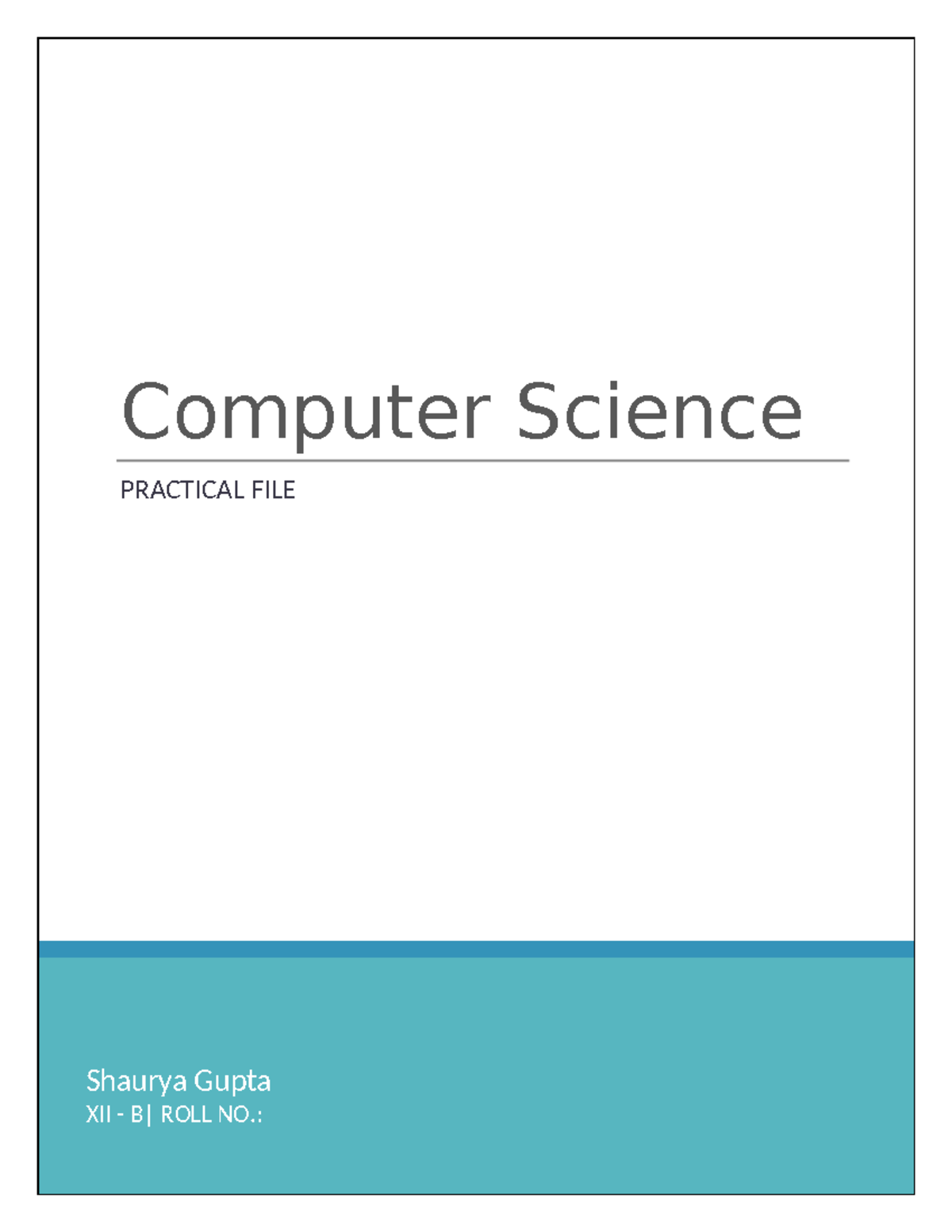 Computer Science XII Practical File: Python Programs & SQL Queries - Studocu