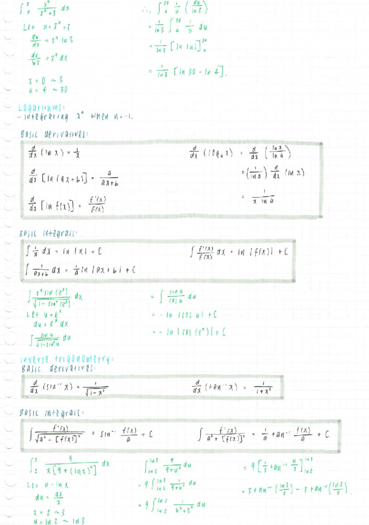 Nl integration 3 - HSC4U Math notes - ! Ay f?"—z—z:-?d’l fio-lu'(ln? 30 ...