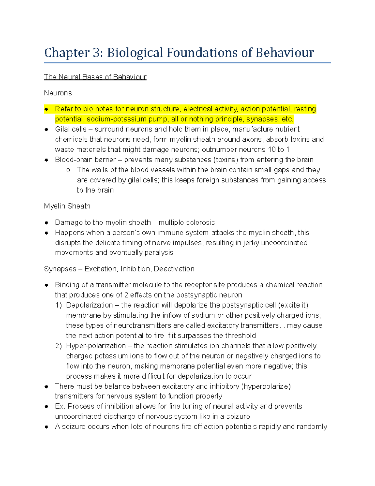 Chap 3.docx - Practice note - Chapter 3: Biological Foundations of Behaviour The Neural Bases of ...