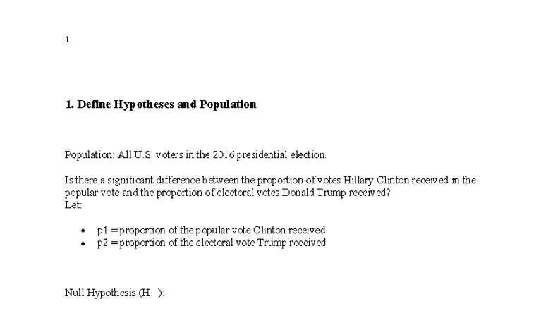 Hypothesis Testing in U.S. Elections: Stats Notes (Course Code: 1 ...