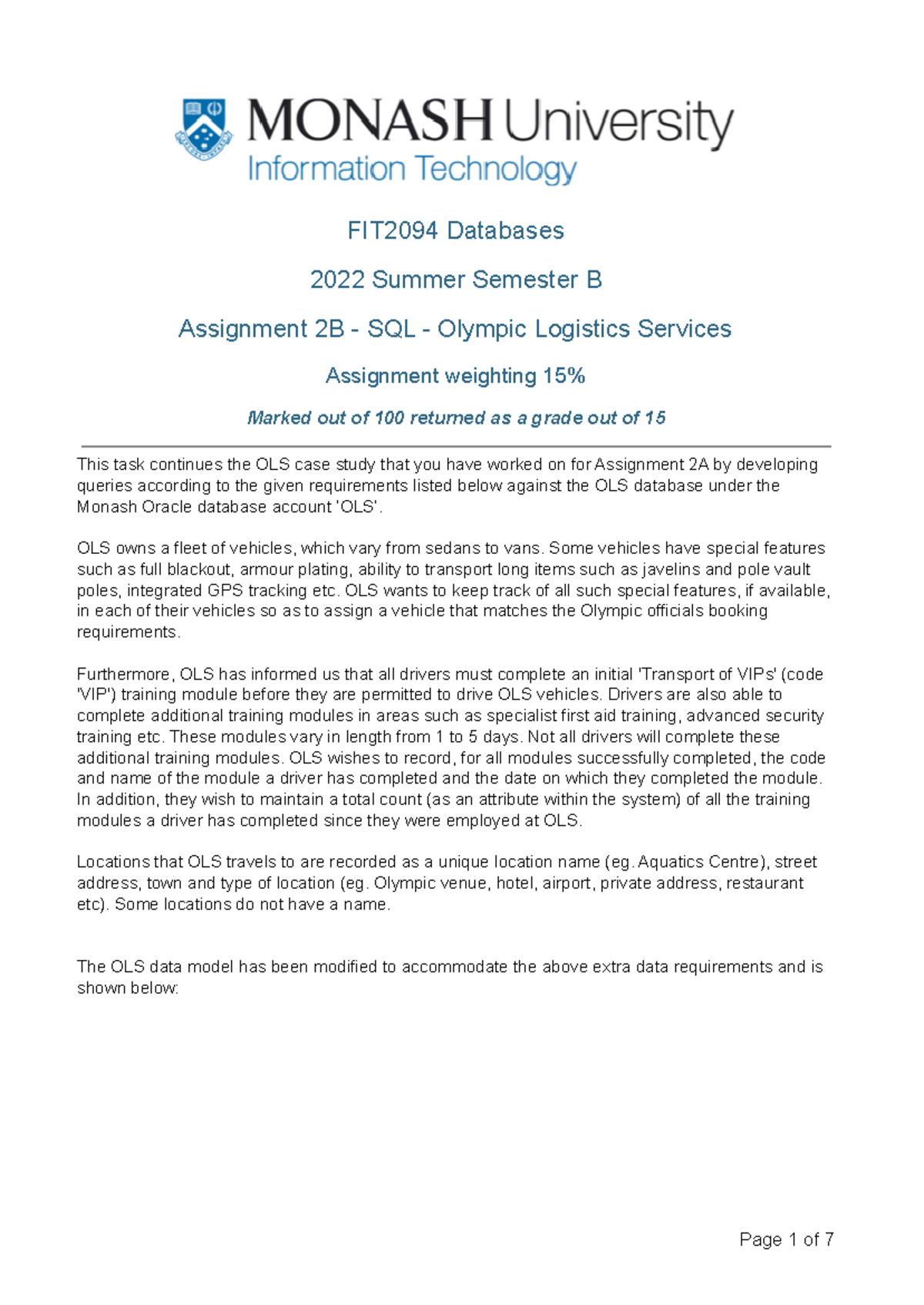 FIT2094 OLS Ass2B Case Study - FIT2094 Databases 2022 Summer Semester B ...