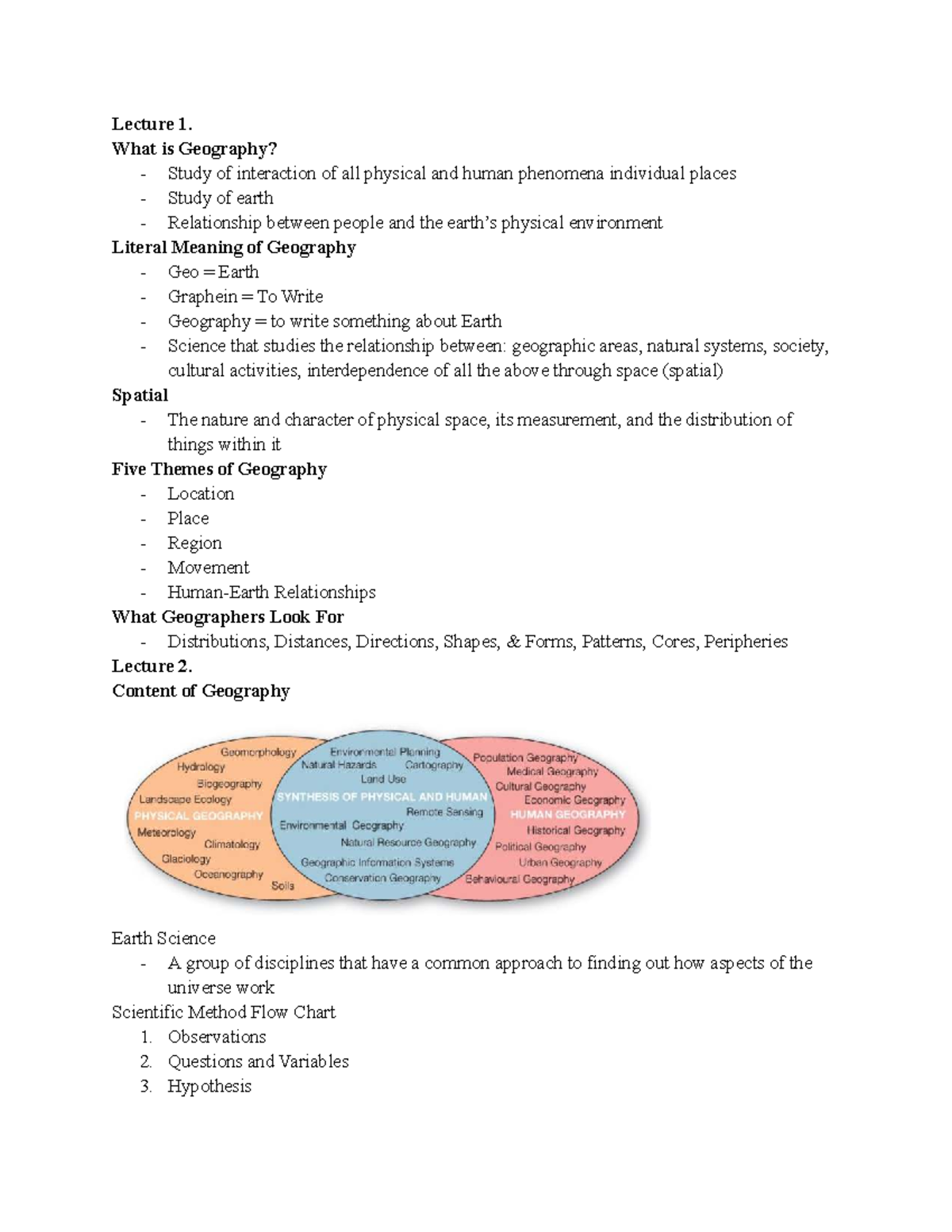 Geo 110 Midterm Review: Key Concepts and Notes on Geography - Studocu