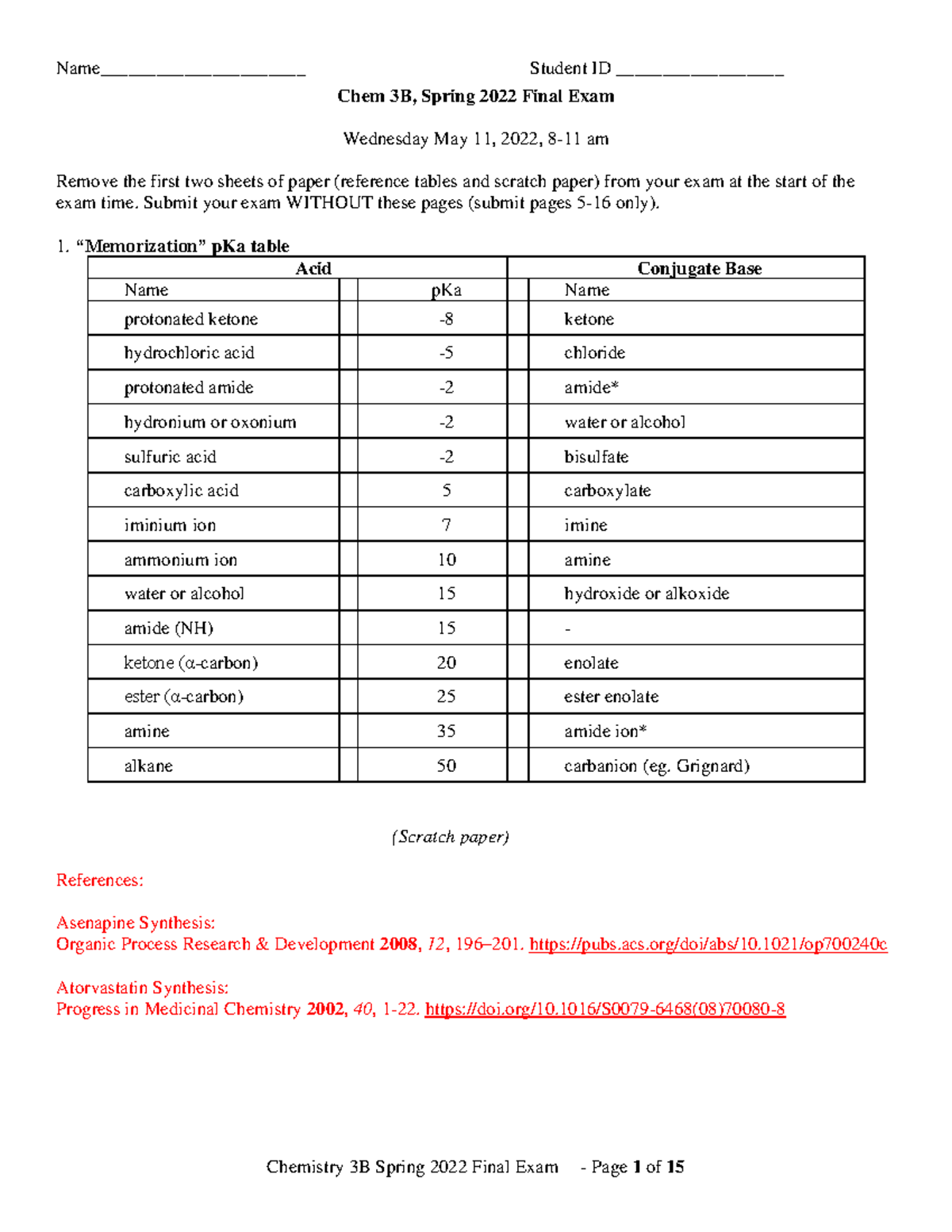 Chemistry 3B Spring 2022 Final Exam Key - Studocu