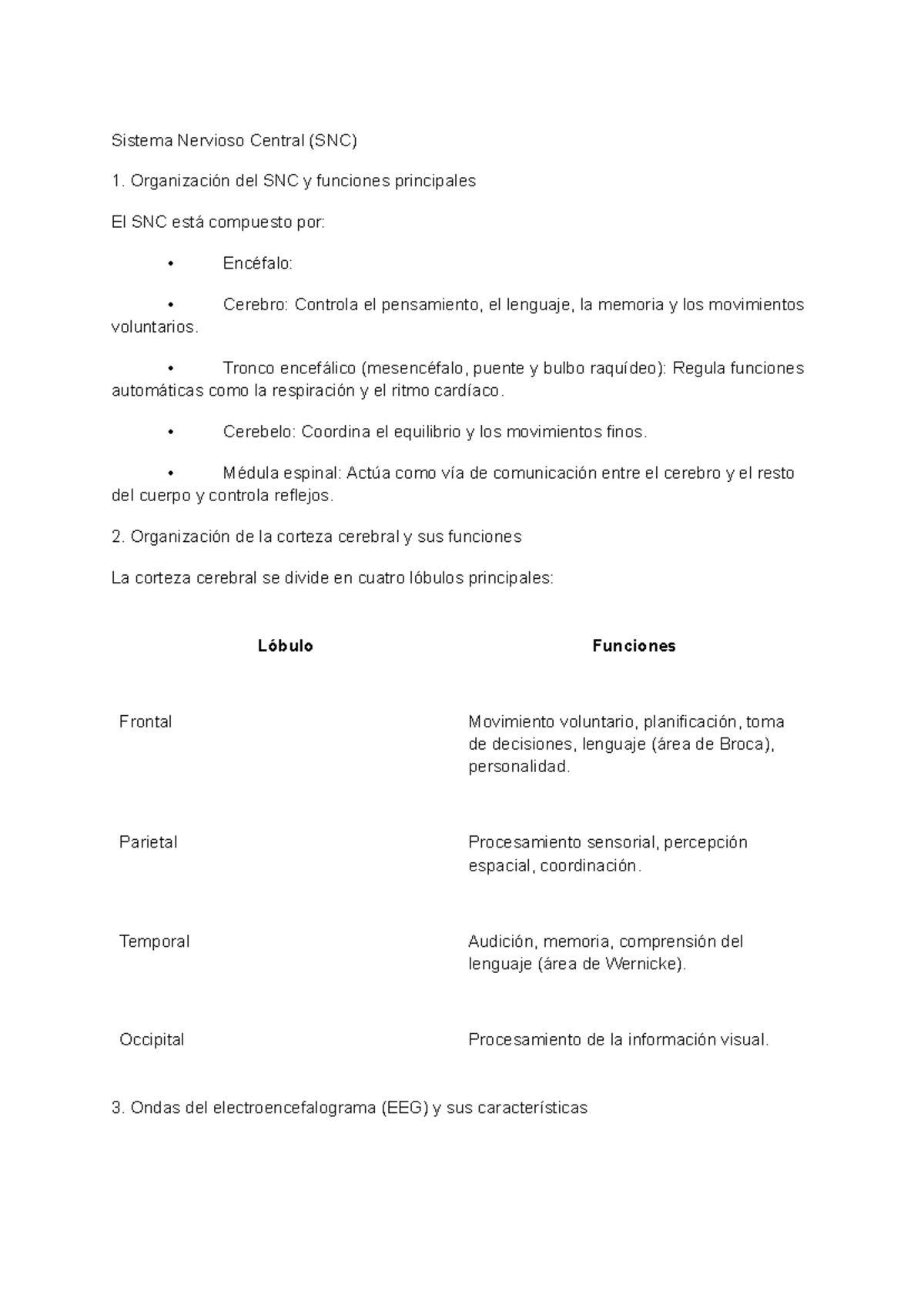 Fisio 2 - SNC - Sistema Nervioso Central (SNC) Organización del SNC y ...