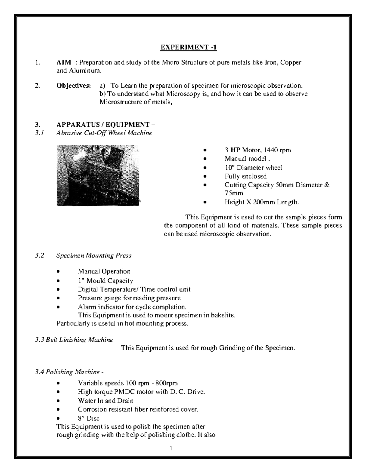 Metallurgy & Material Science Lab: Microstructure Study Manual - Studocu
