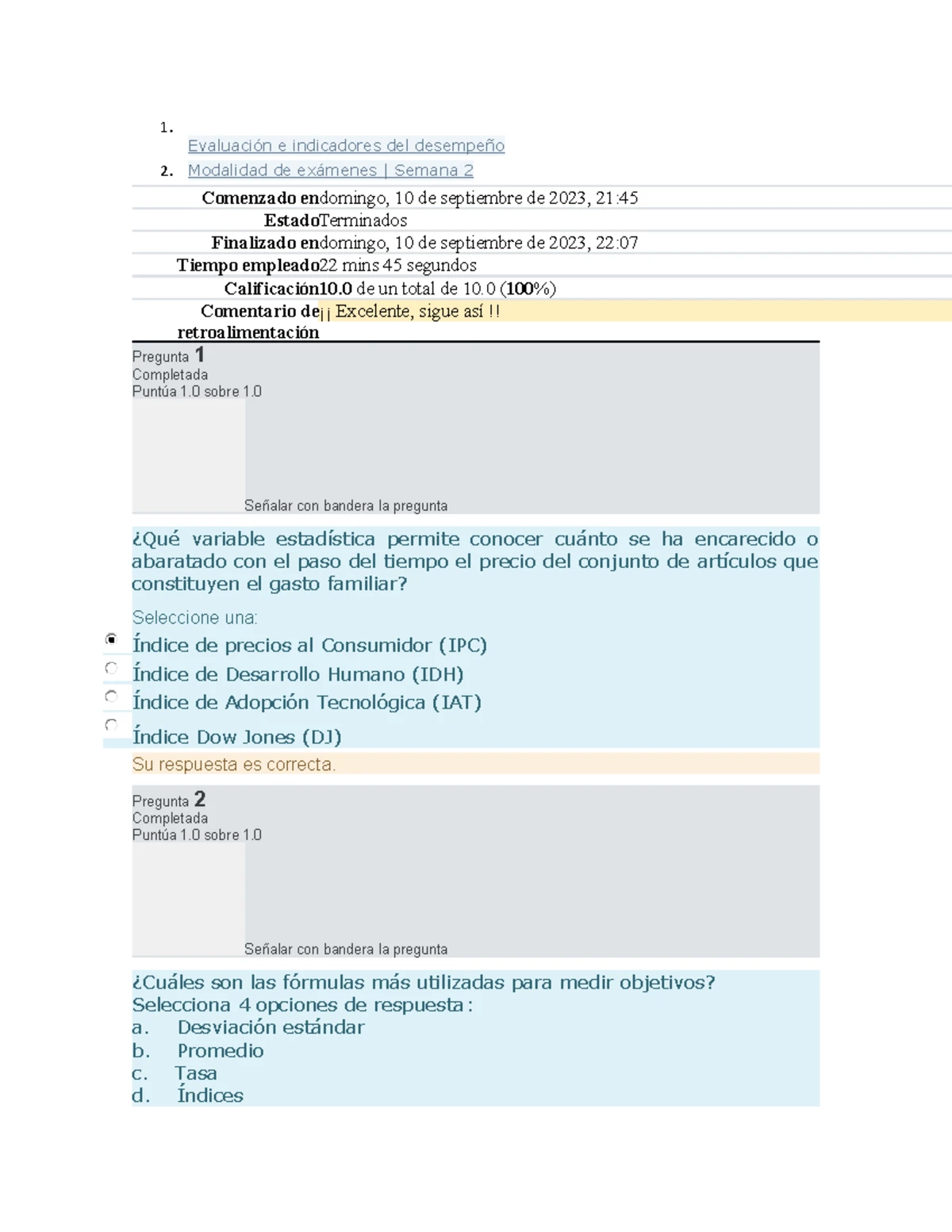Indicadores y Evaluación del Desempeño 2: Beneficios y Características - Studocu
