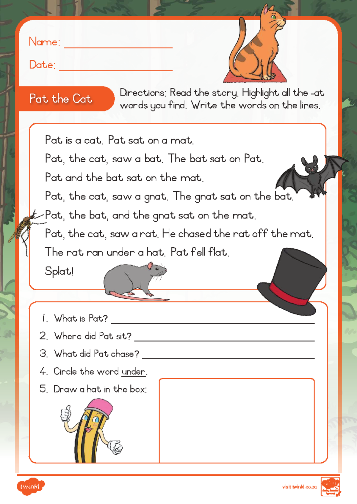 Pat the Cat - Decoding Reading Skills for Grade 1 - Studocu