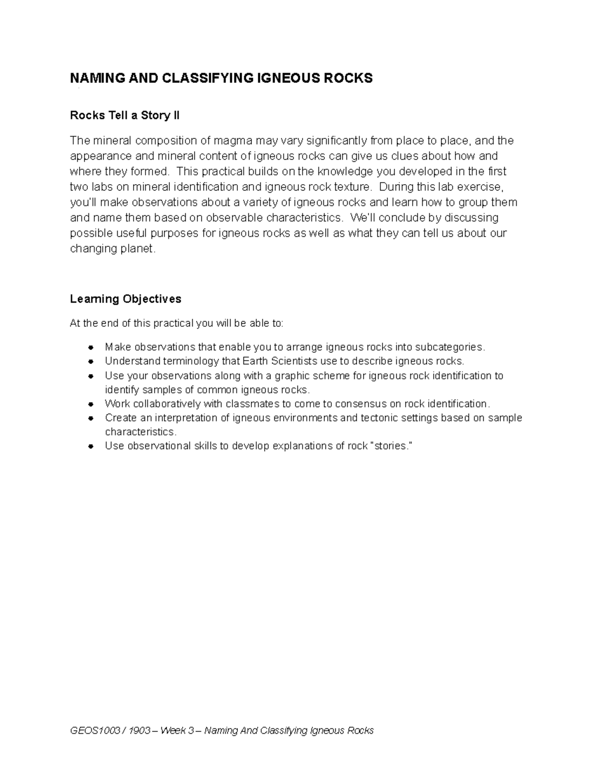 Igneous Rocks Classification Lab Guide: Identifying Key Characteristics ...