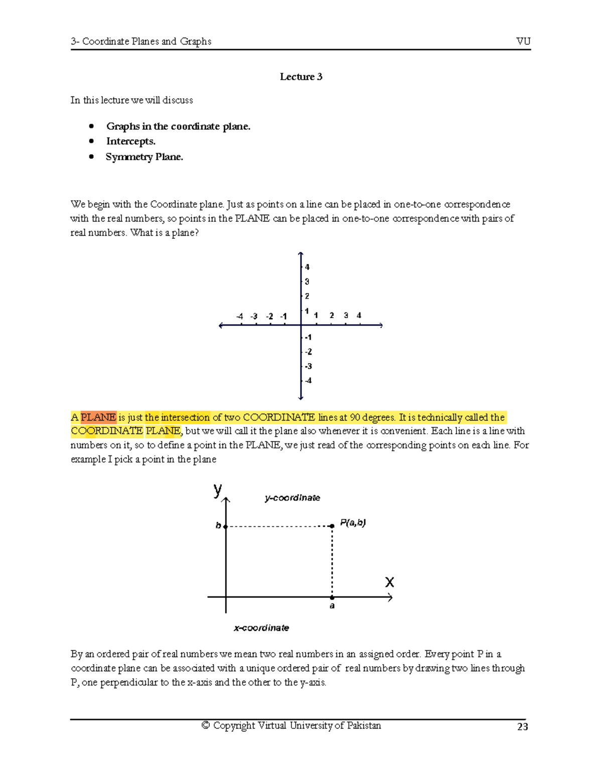 Coordinate Planes and Graphs VU Lecture 3: Key Concepts and Symmetry ...