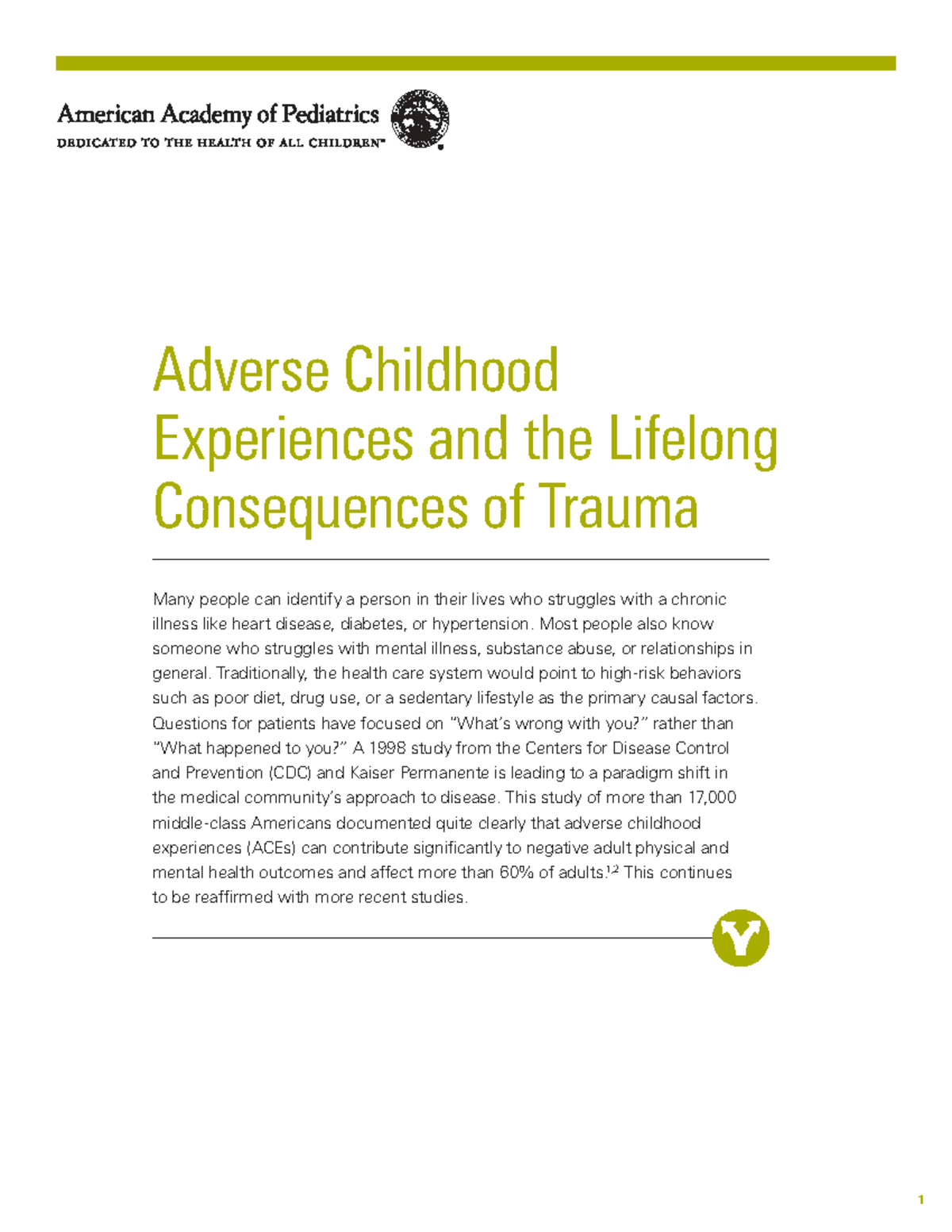 ACE Study: Lifelong Impact of Adverse Childhood Experiences - Studocu