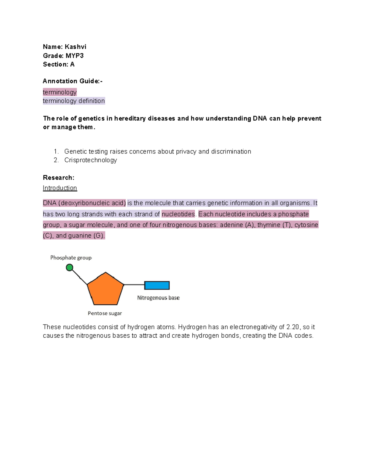 Kashvi MYP3A Genetics-and-Hereditary-Diseases Summative - Name: Kashvi ...