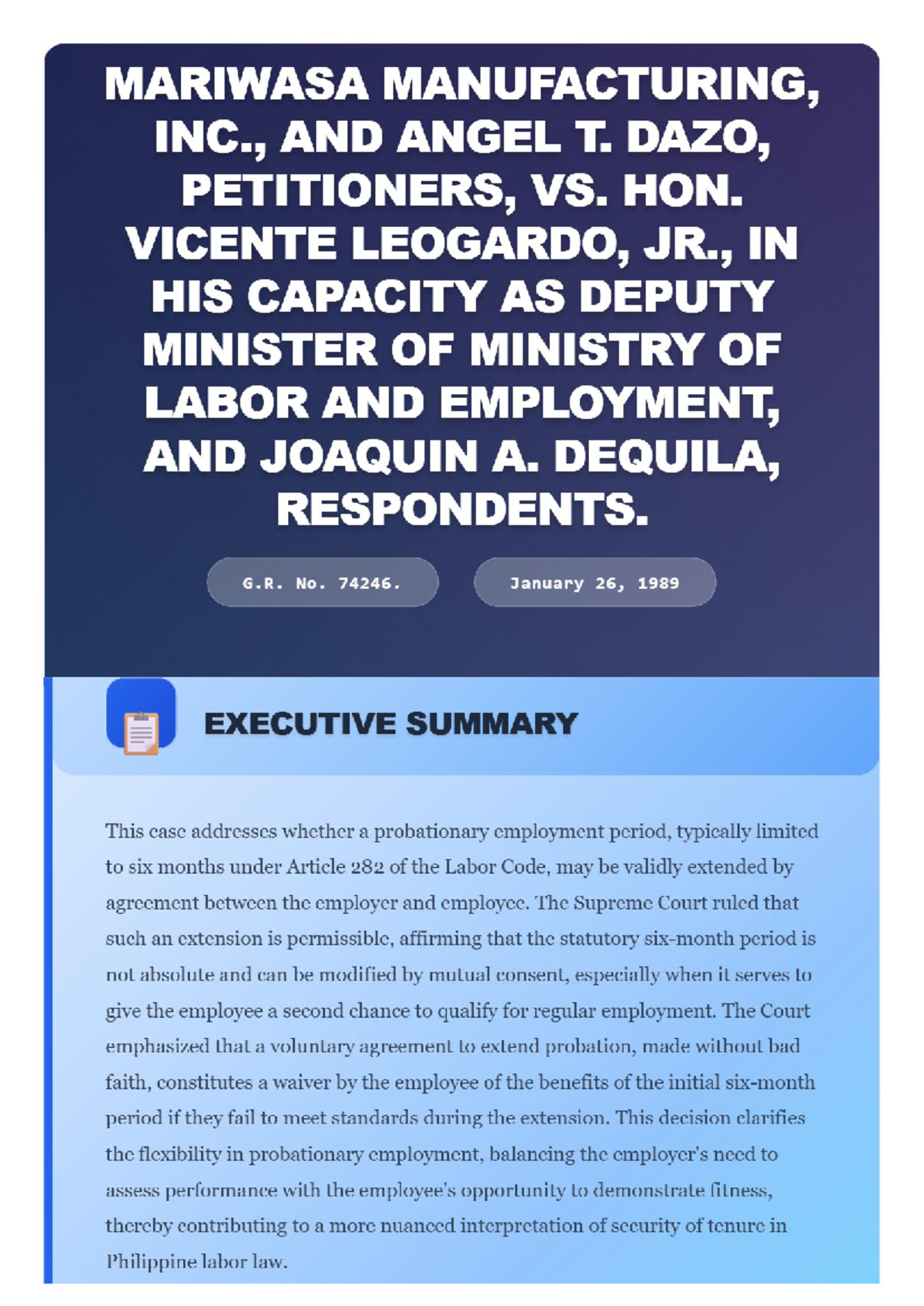 G.R. No. 74246: Mariwasa Mfg. Inc. vs. Leogardo Jr. - Case Brief ...