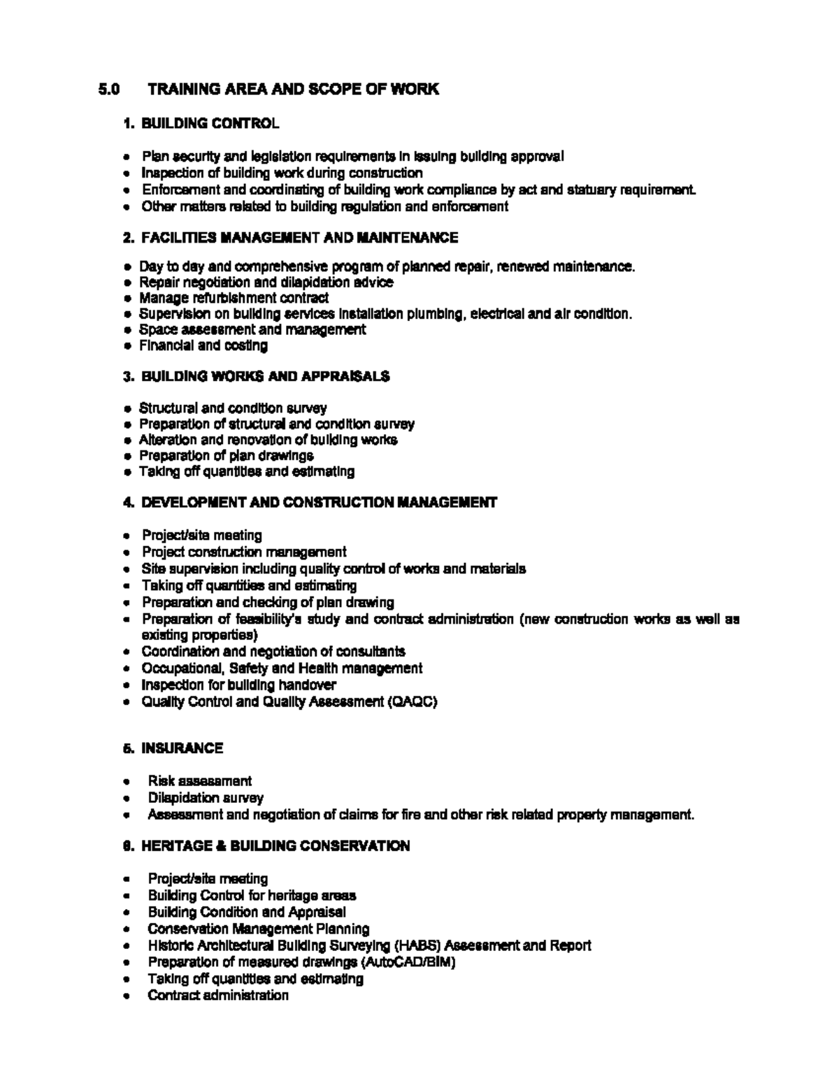Building Control & Facilities Management Scope of Work Overview - Studocu